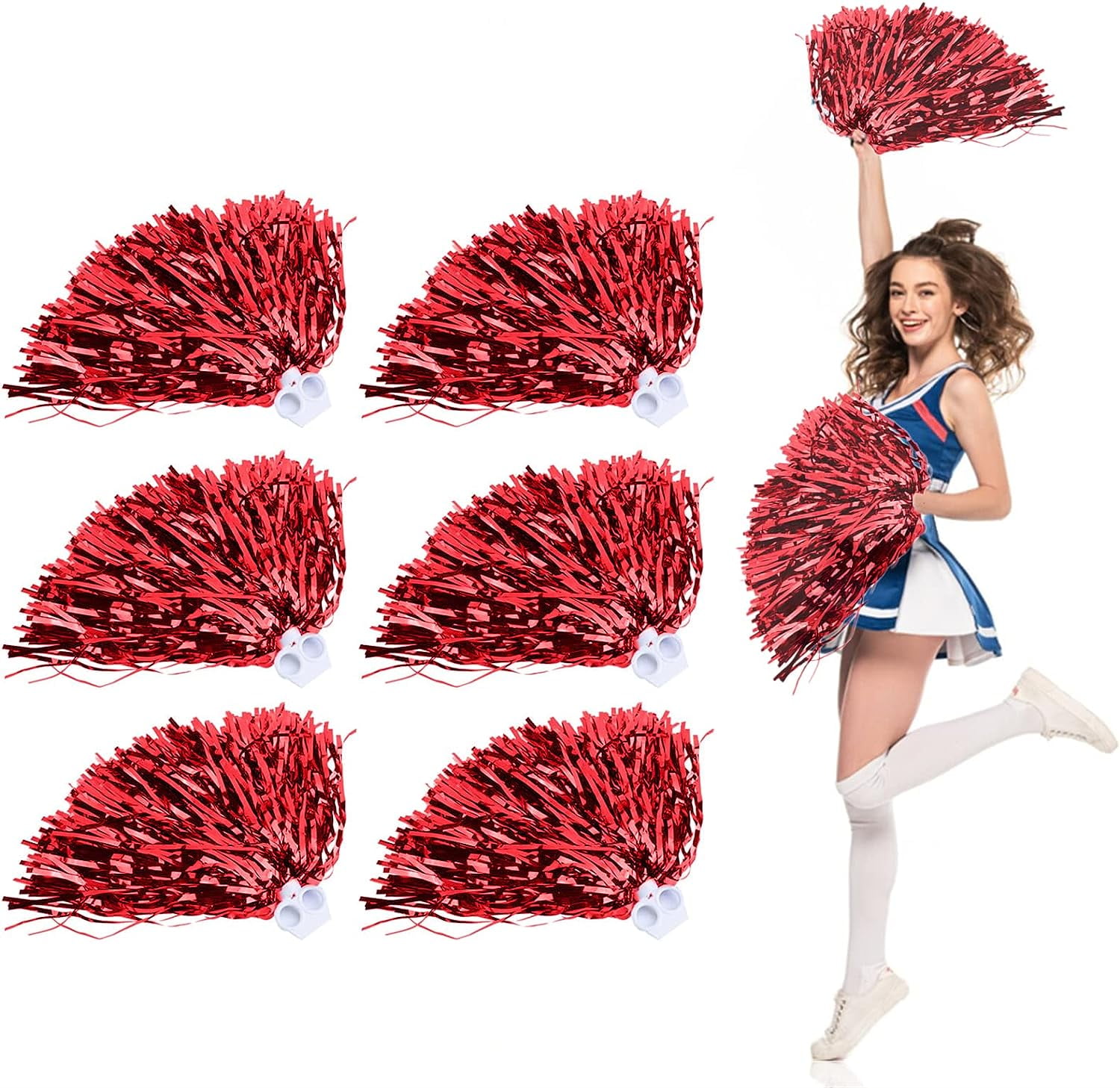 LINLIN Cheerleading Pom Poms, 6 Pack Cheerleader Cheering Squad Pompoms ...