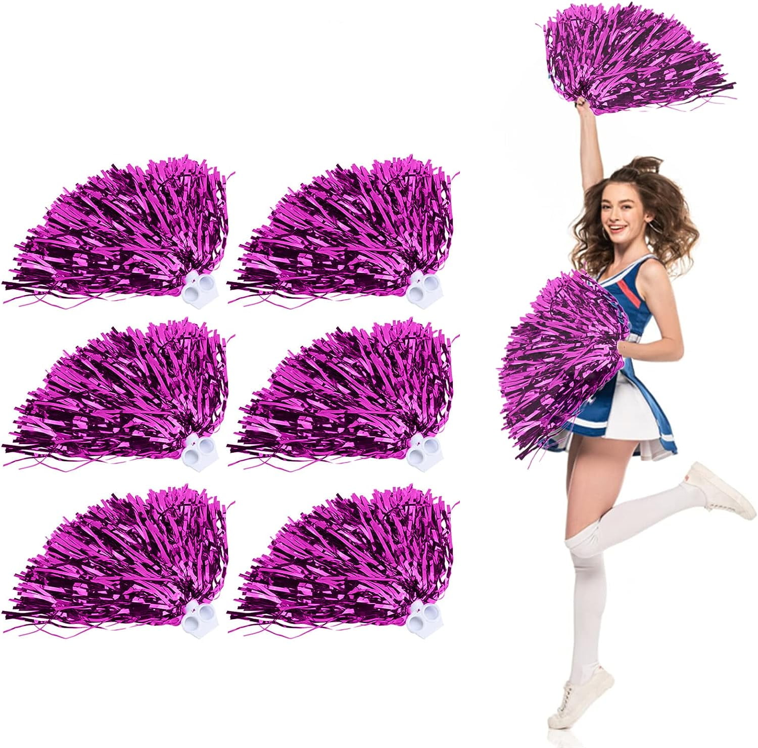 LINLIN Cheerleading Pom Poms, 6 Pack Cheerleader Cheering Squad Pompoms ...