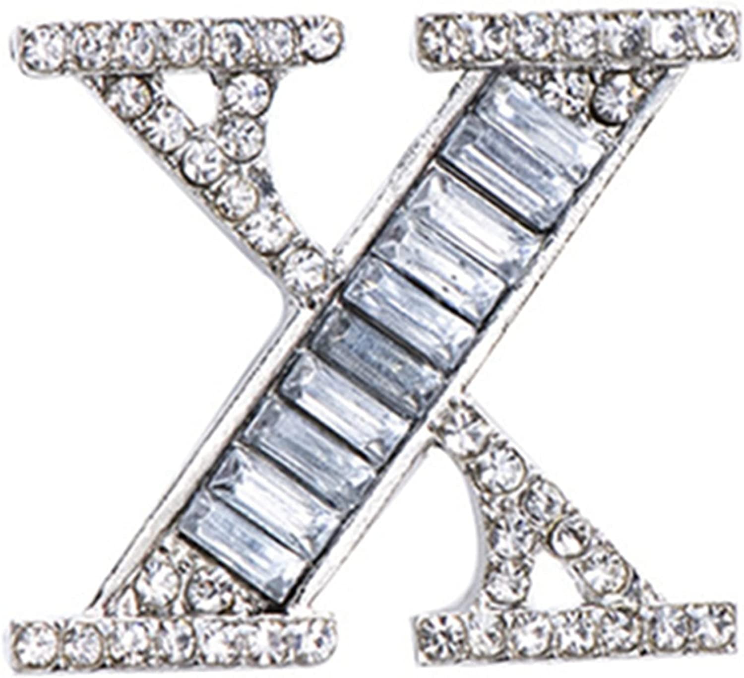 LINLIN Crystal Letter Brooches, 26 Letters Pins Brooches Silver Plated ...