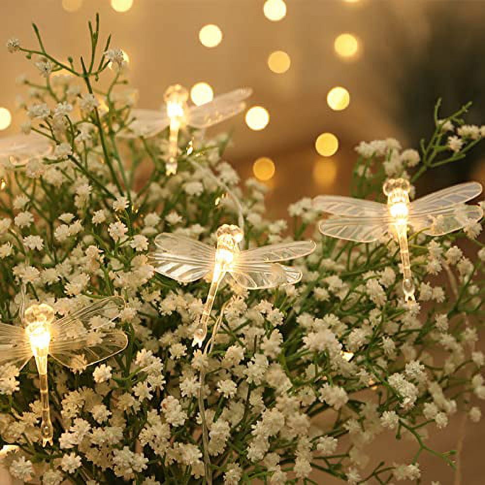 LINLIN Dragonfly String Lights 10 feet 20 LED Retro Style Copper Wire ...
