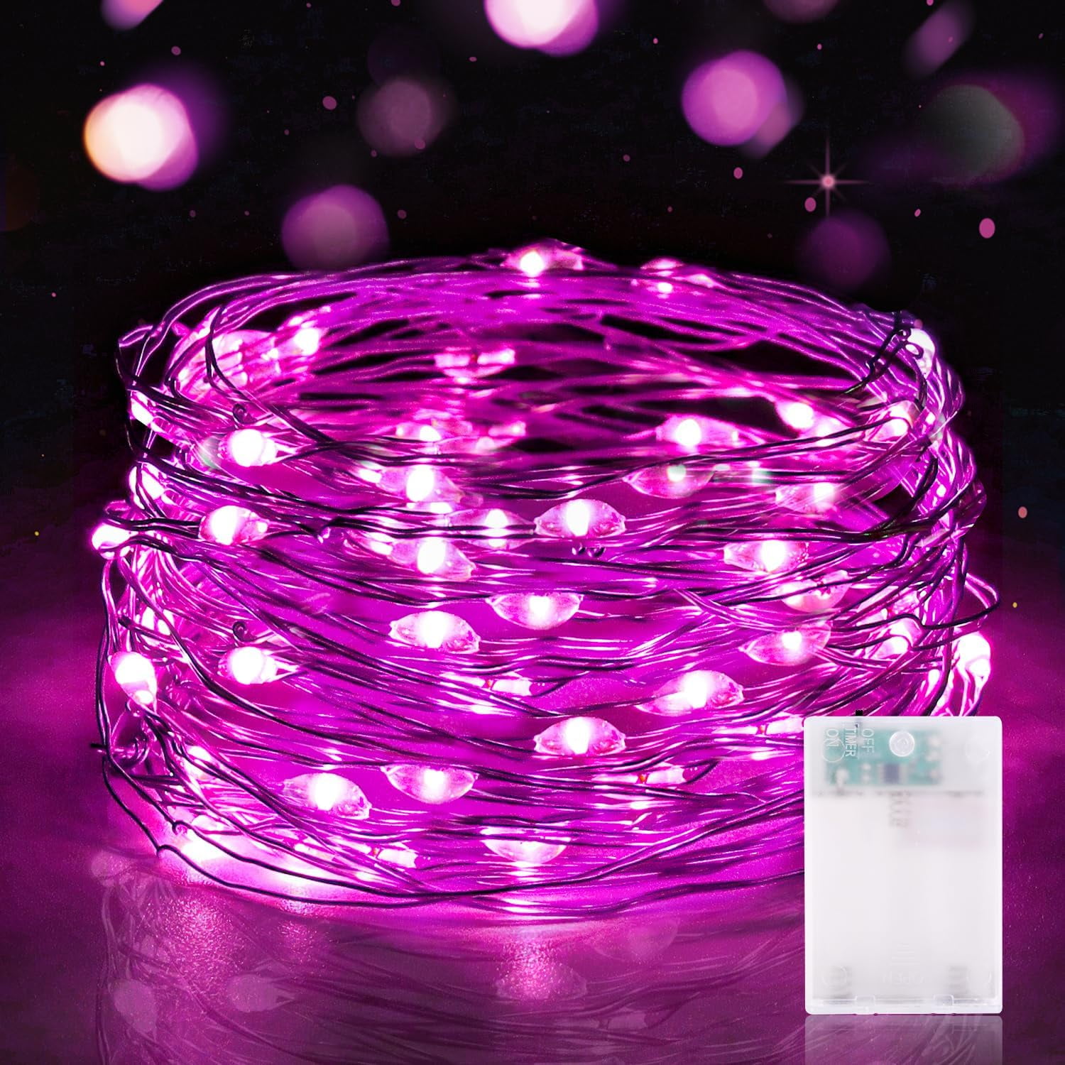 LINLIN Fairy Lights Battery with Timer, 5m 50 LED Micro Wire Fairy ...