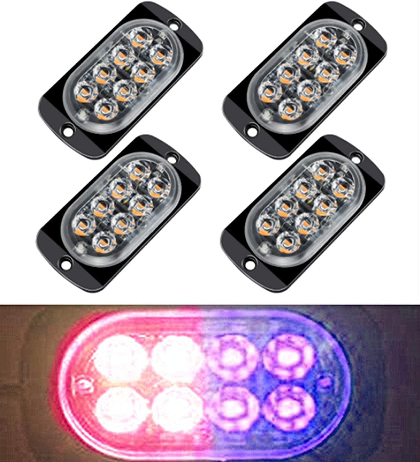 LINLIN LED Car Strobe Lights,4Pack 8LED Car Strobe Flash Lights Warning ...
