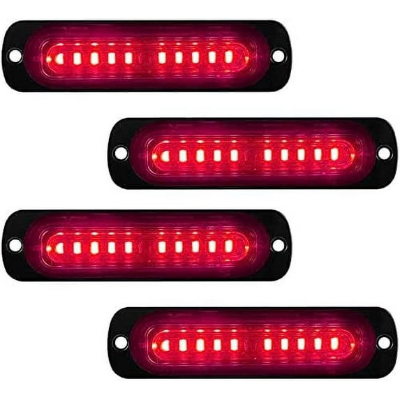 LINLIN LED Car Strobe Warning Lights, Universal 4Pack 10LED Surface Mount Emergency Warning ...