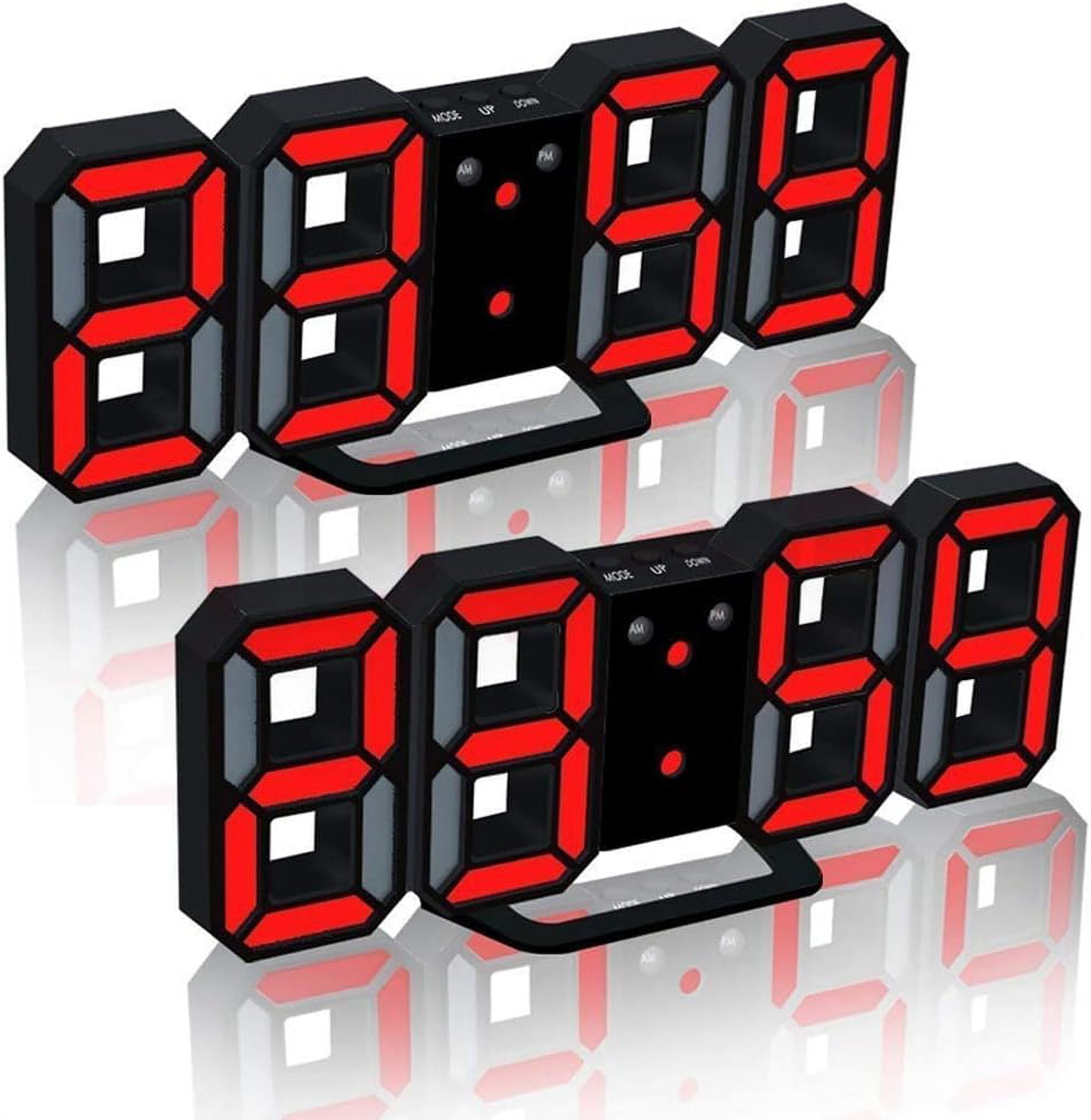 LINLIN LED Digital Alarm Clocks, 2PCS 3D Alarm Clocks LED Digital Wall ...