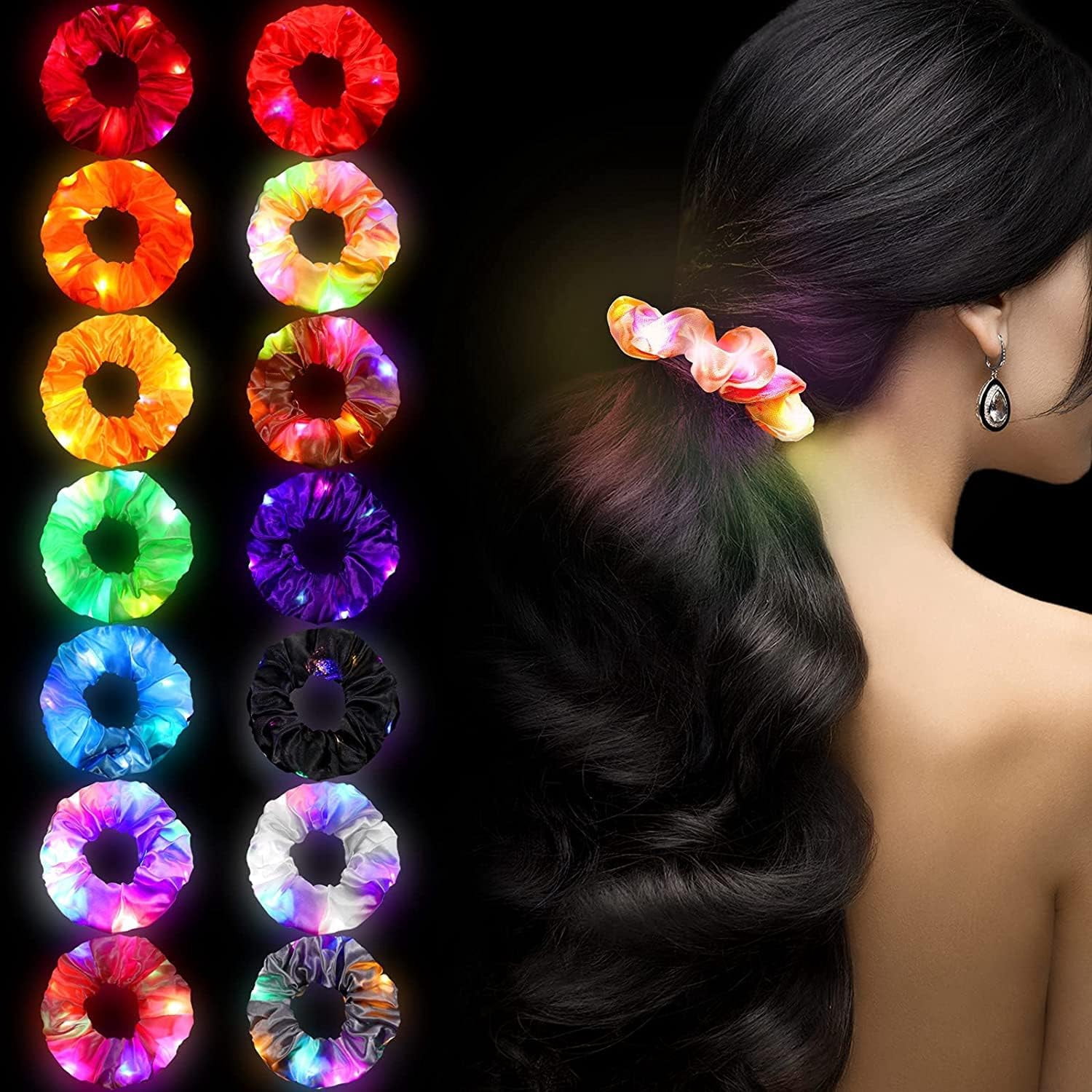 LINLIN LED Light Hair Scrunchies, 9 Pack Hair Accessories LED Hair ...