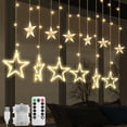 LINLIN LED Stars Curtain Lights,12 Stars 138 Window Curtain String ...