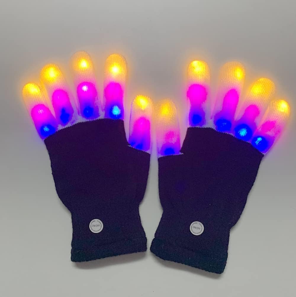 LINLIN Led Gloves, Light Up Gloves LED Skeleton Gloves Light Up Hand ...