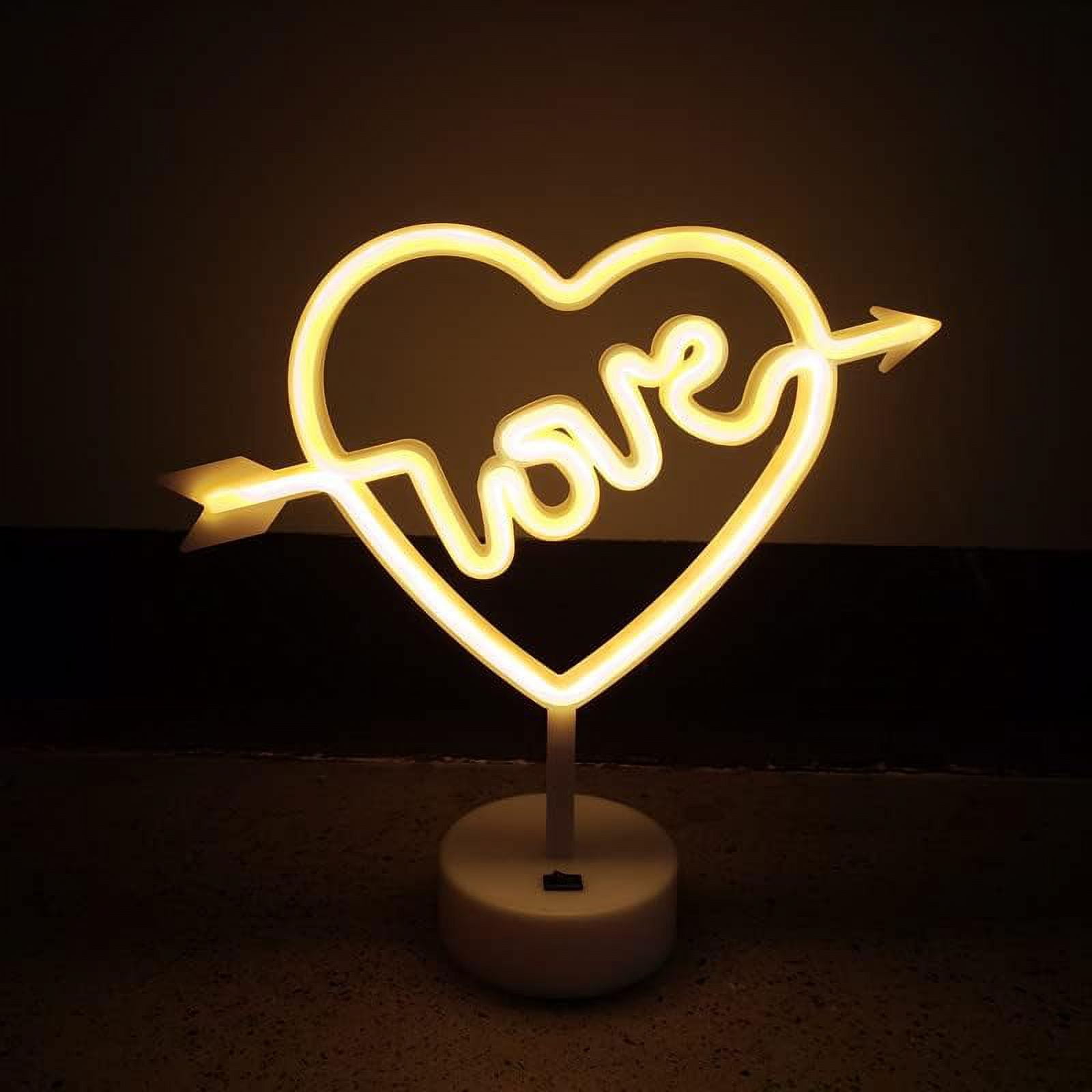 LINLIN Love-Neon Light Sign, LED Neon Sign with Holder Base Table Lamps ...
