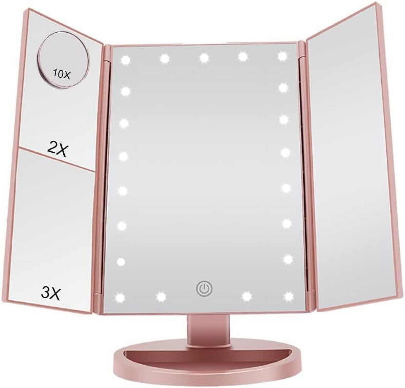LINLIN Makeup Mirror with Light, Trifold Vanity Mirror 1x/2x/3x/10x ...