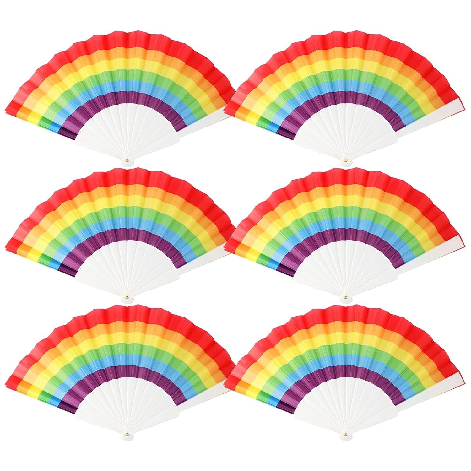 LINLIN Rainbow Hand Fans 6Pcs, Folding Gay Pride Hand Fan, Portable ...