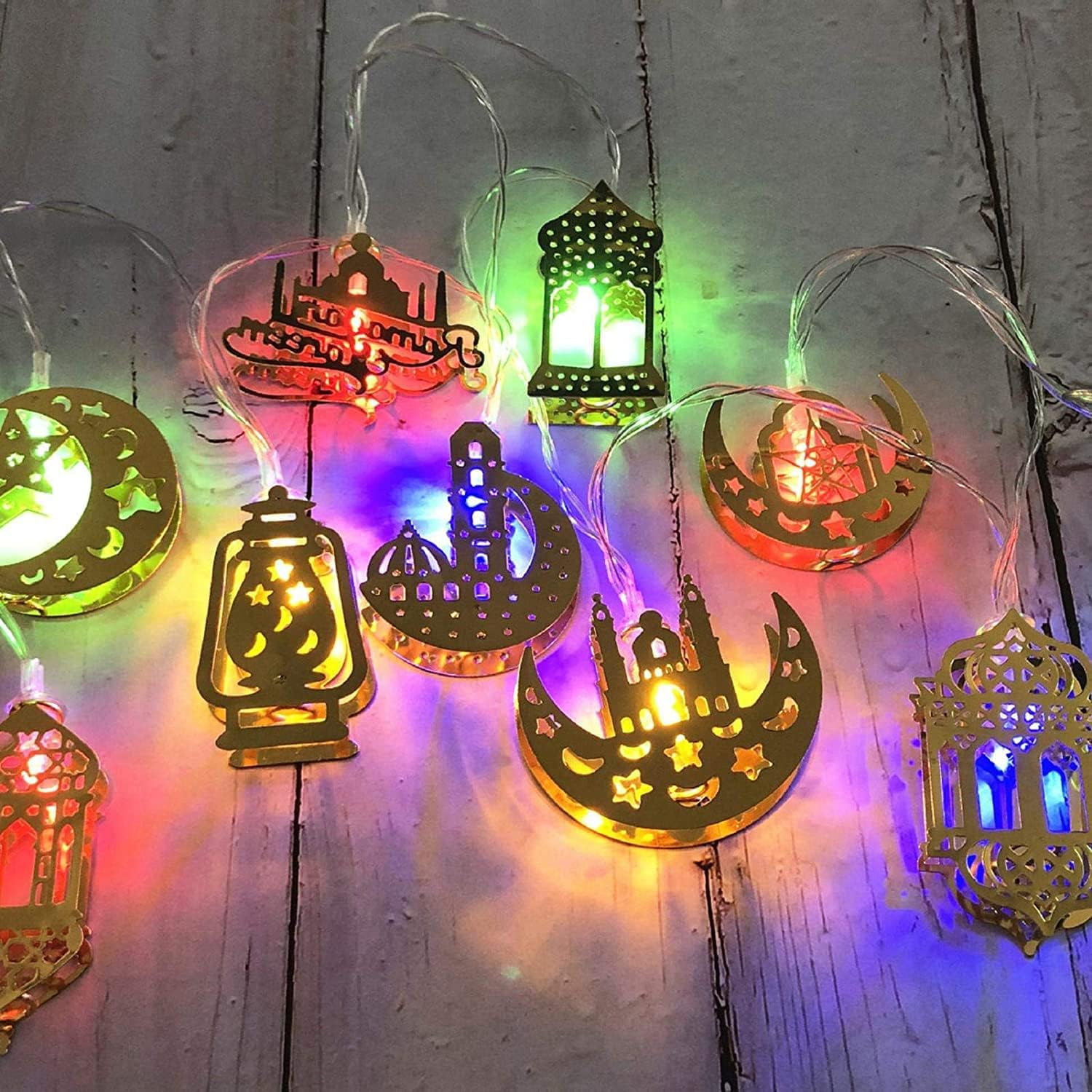LINLIN Ramadan String Lights, Eid Moon Star Kerosene Lantern Lamp ...