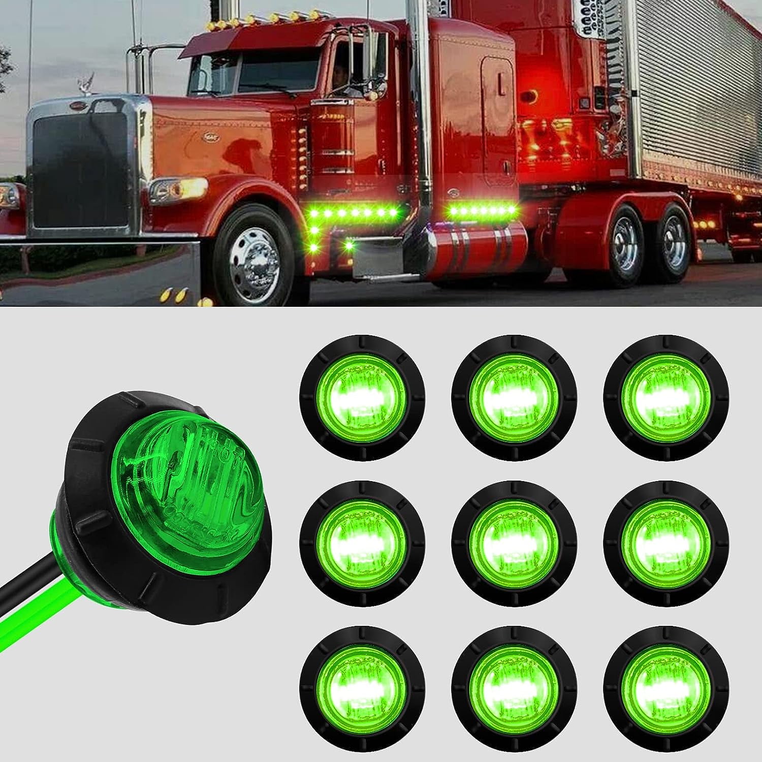LINLIN Round Trailer Side Marker Lights,Universal 3/4" LED Front Rear ...