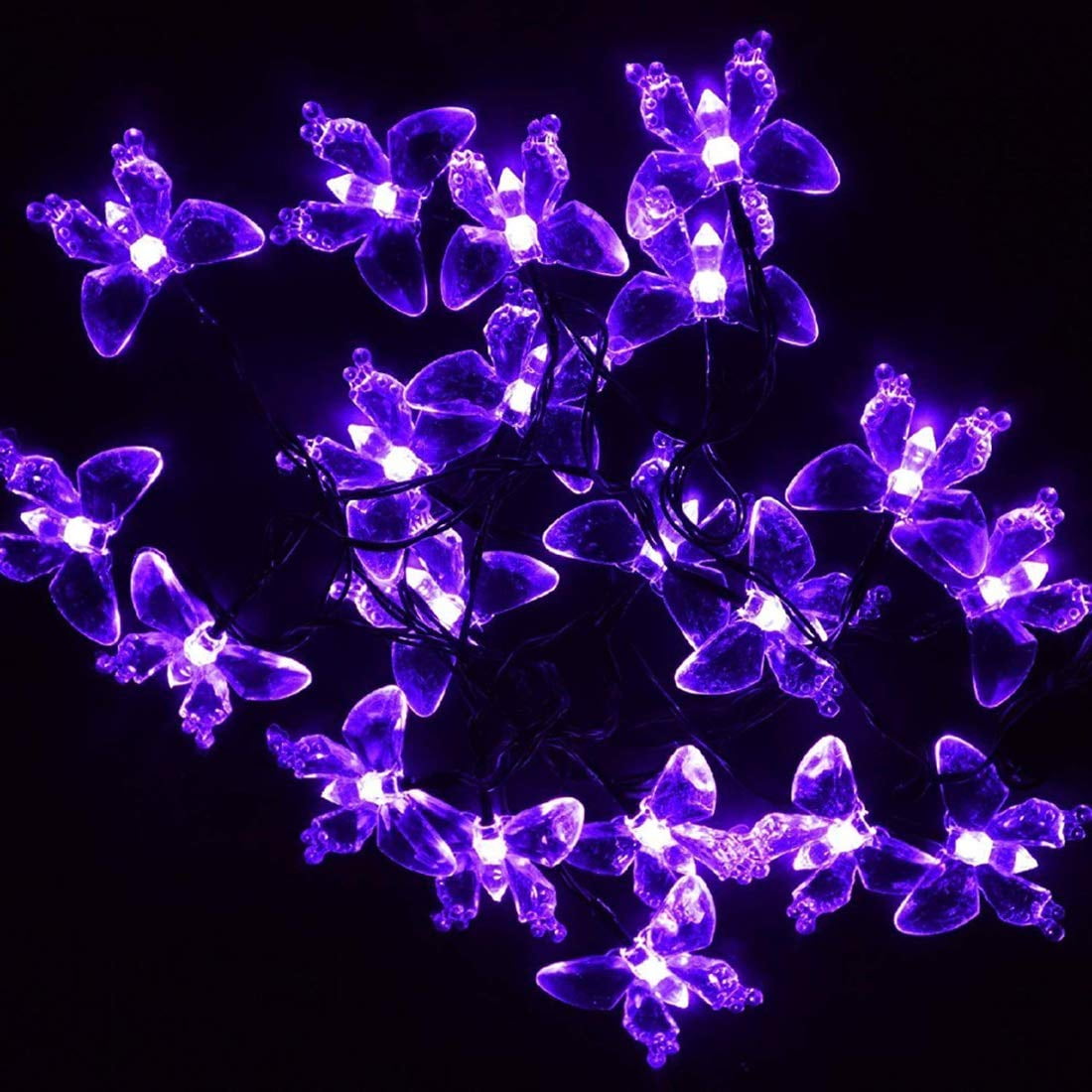 LINLIN Solar Butterfly String Lights,8 Lighting Mode LED Butterfly Christmas Fairy Lights ...