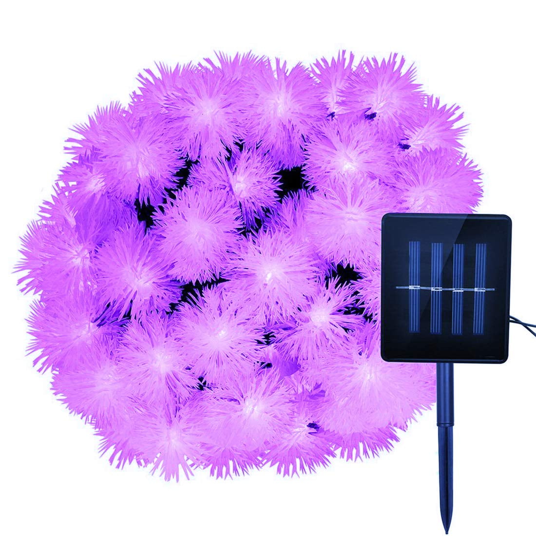 LINLIN Solar Chuzzle String Lights,Waterproof Dandelion Ball Solar ...