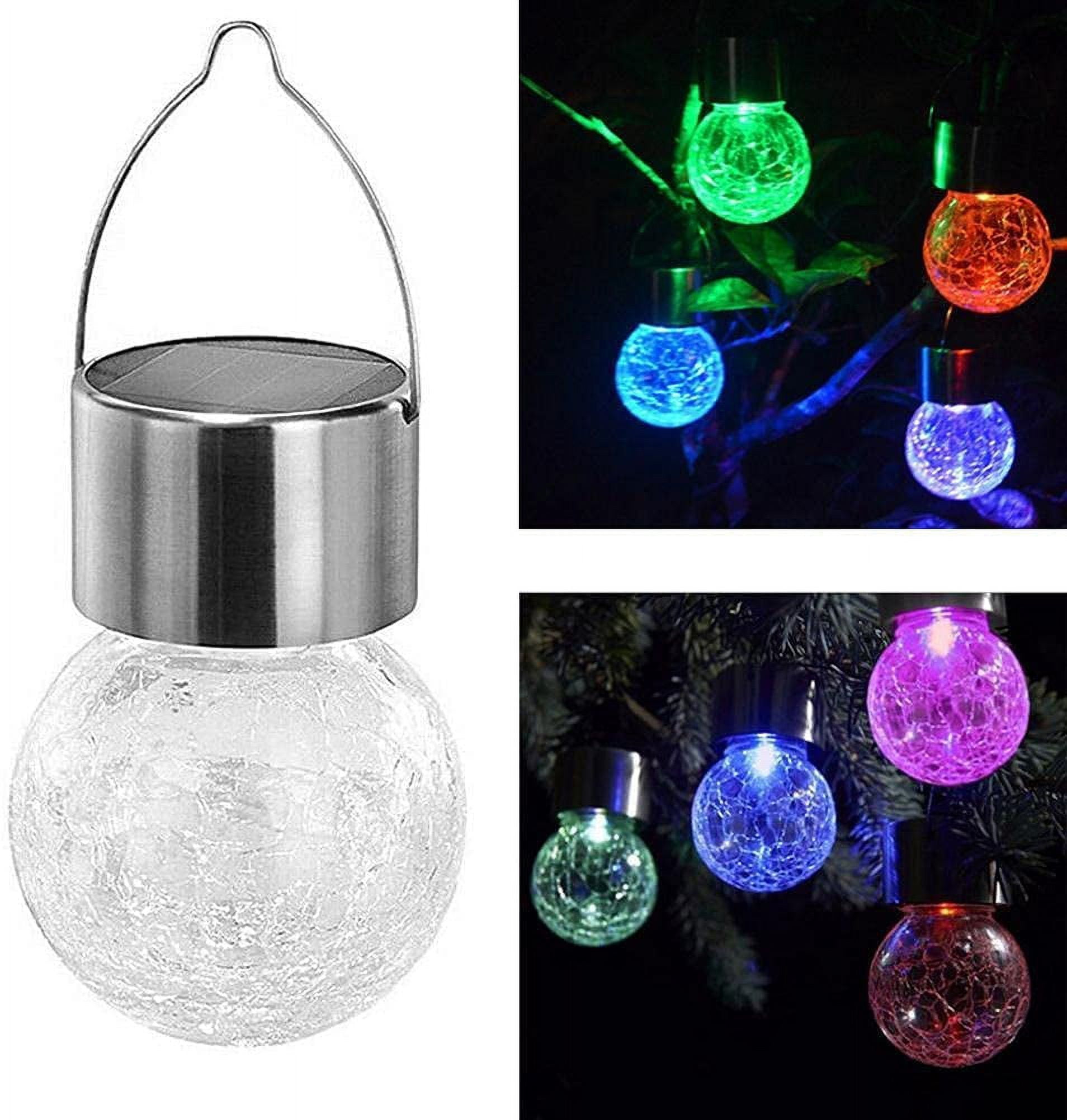 LINLIN Solar Crackle Globe Hanging Ball Lights - Solar Hanging Lights ...
