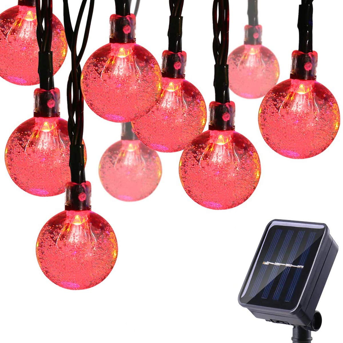 LINLIN Solar Crystal Ball String Lights,Waterproof LED Bubble Globe ...