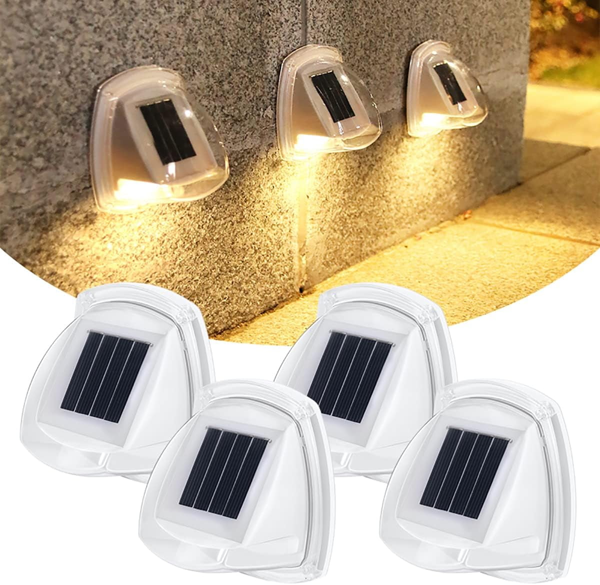 LINLIN Solar Fence Lights,4Pack Waterproof Solar LED Outdoor Wall ...