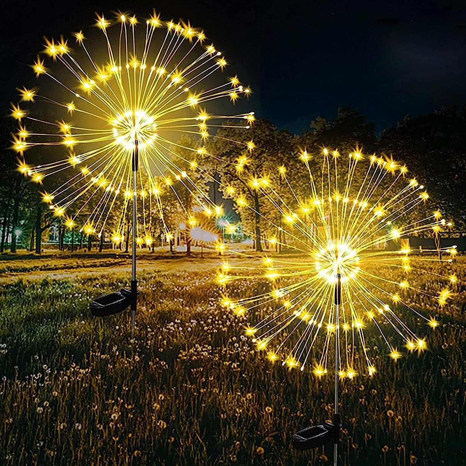 LINLIN Solar Firework Lights Garden, 150 LED Decorative Starburst ...
