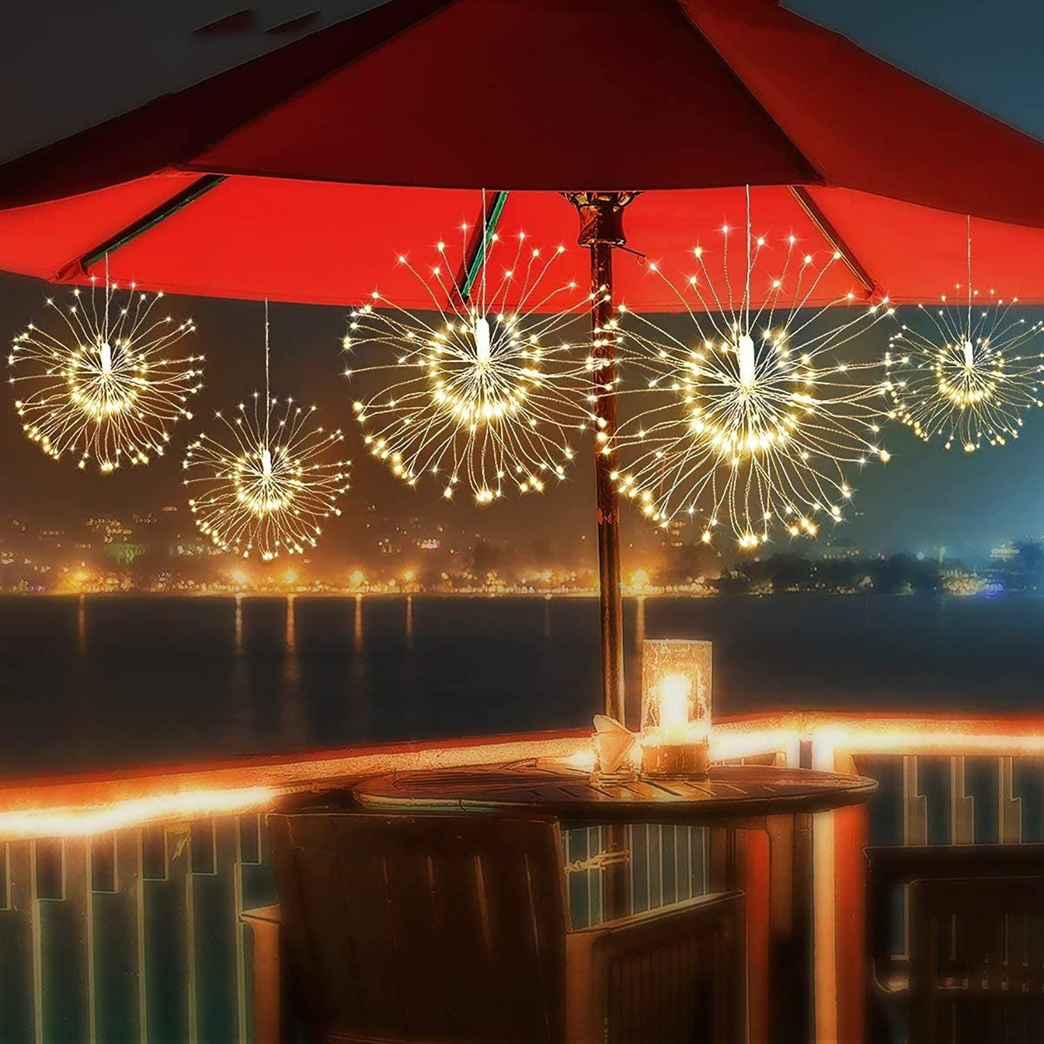 LINLIN Solar Garden Lights LED Firework Lights, 4x120LED Starburst ...