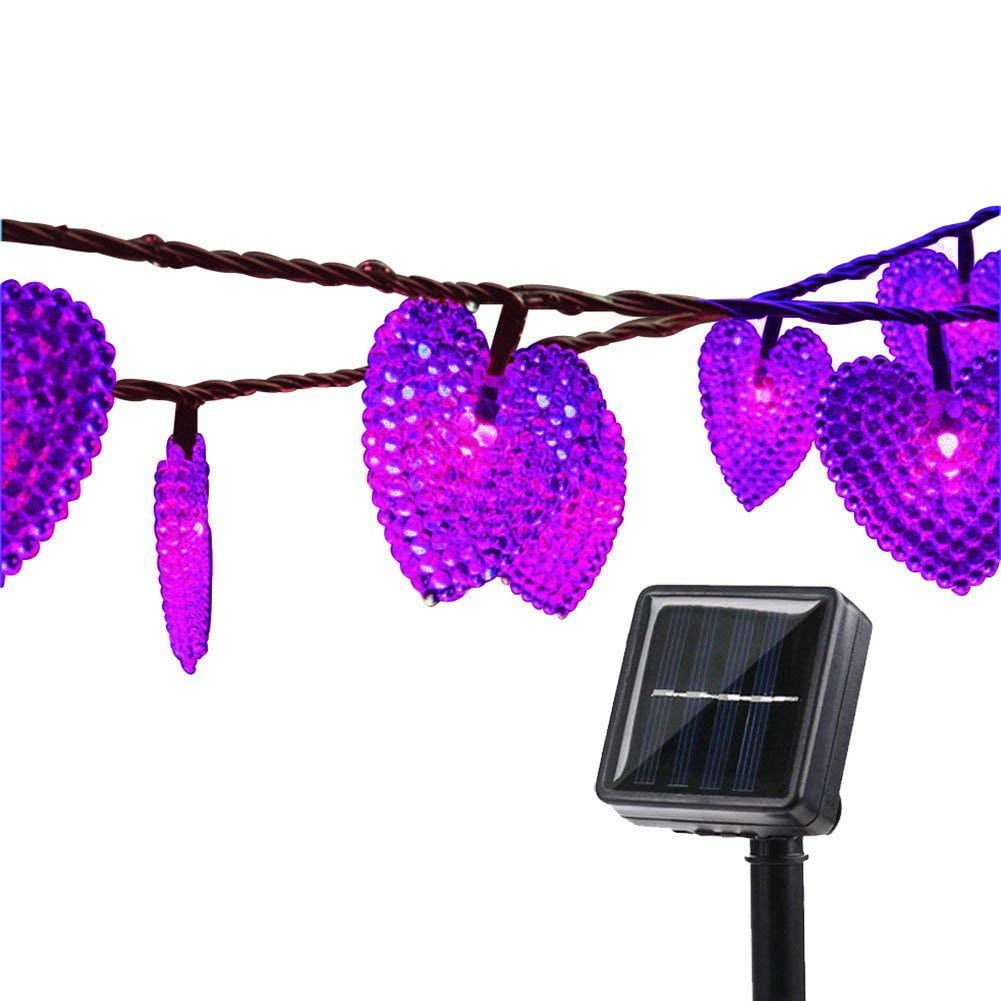 LINLIN Solar Heart String Light, Waterproof Outdoor Heart-Shaped Fairy ...