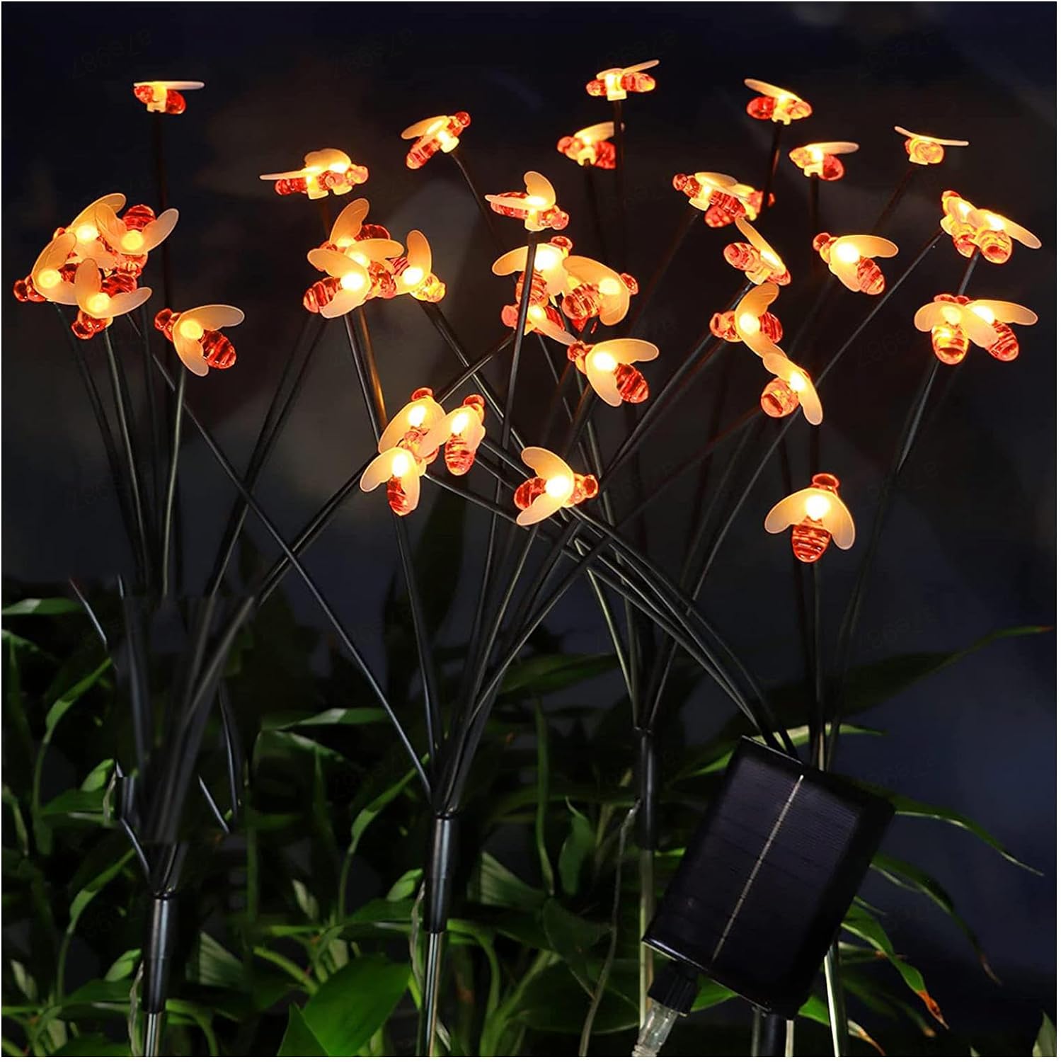 LINLIN Solar Powered Bee Firefly Garden Light 4 Pack 10 LED, Garden ...