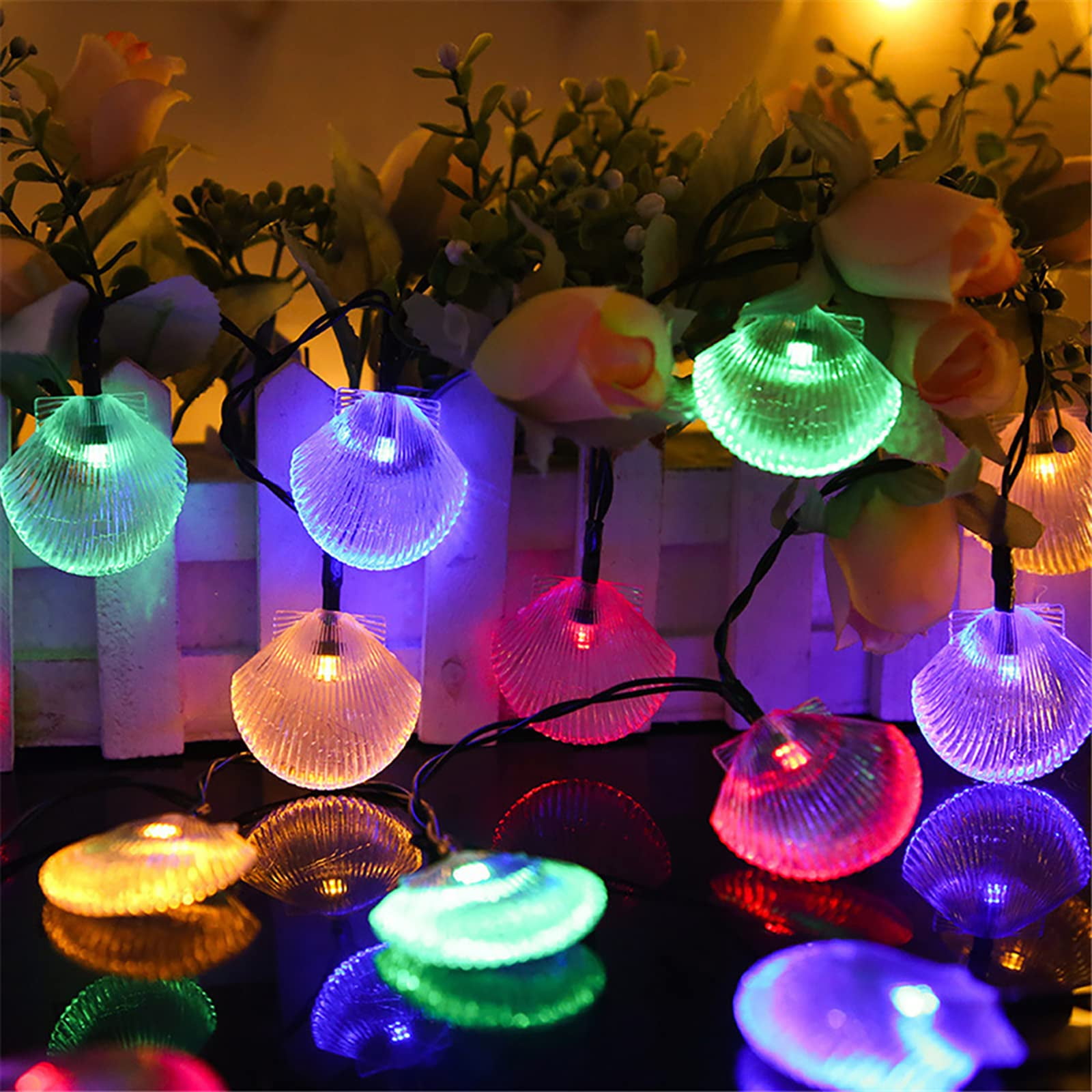 LINLIN Solar Shell Light String,LED Indoor and Outdoor Shell Fairy ...