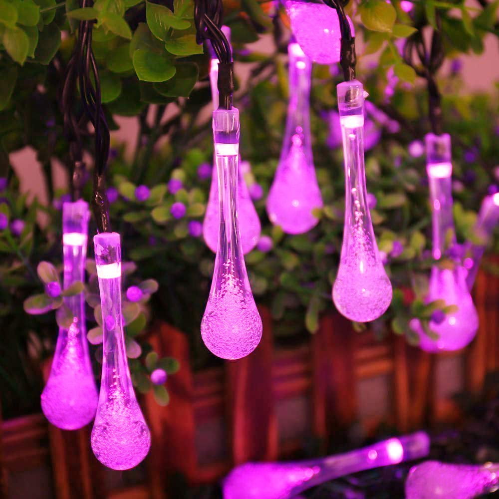 LINLIN Solar Water Drop String Lights,Waterproof LED Crystal Water Drop ...