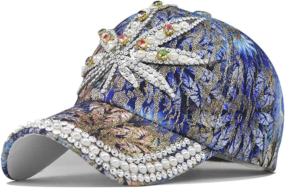 LINLIN Women Rhinestone Crystals Baseball Cap Bling Bling Adjustable ...