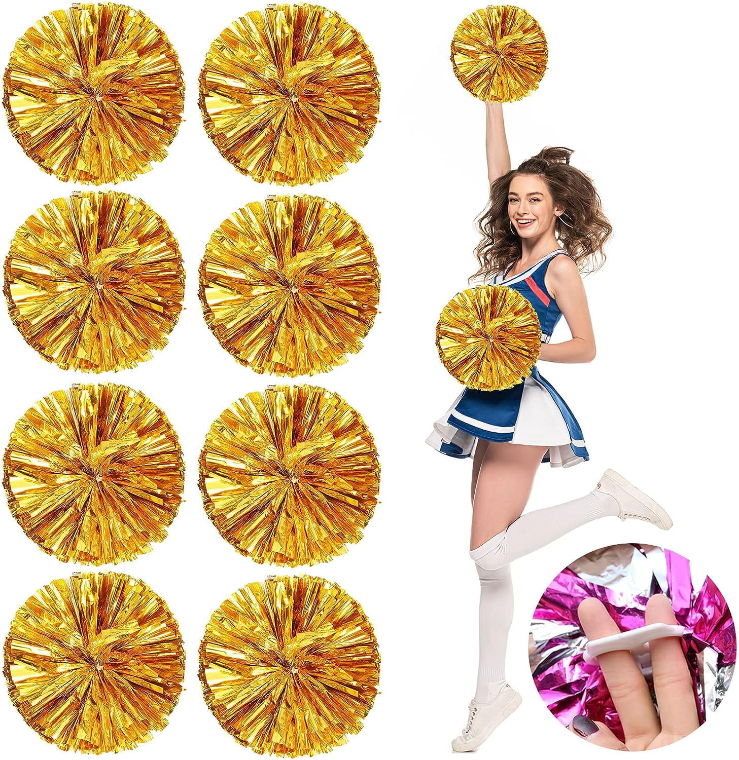 LINLIN cheer pom pom, 20PCS Cheerleading Pom Poms, Premium Metallic Pom ...