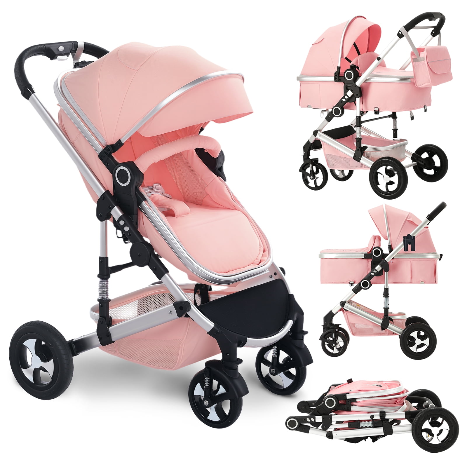 LINLUX 3 in 1 Convertible Baby Stroller, Infant Bassinet Stroller with ...