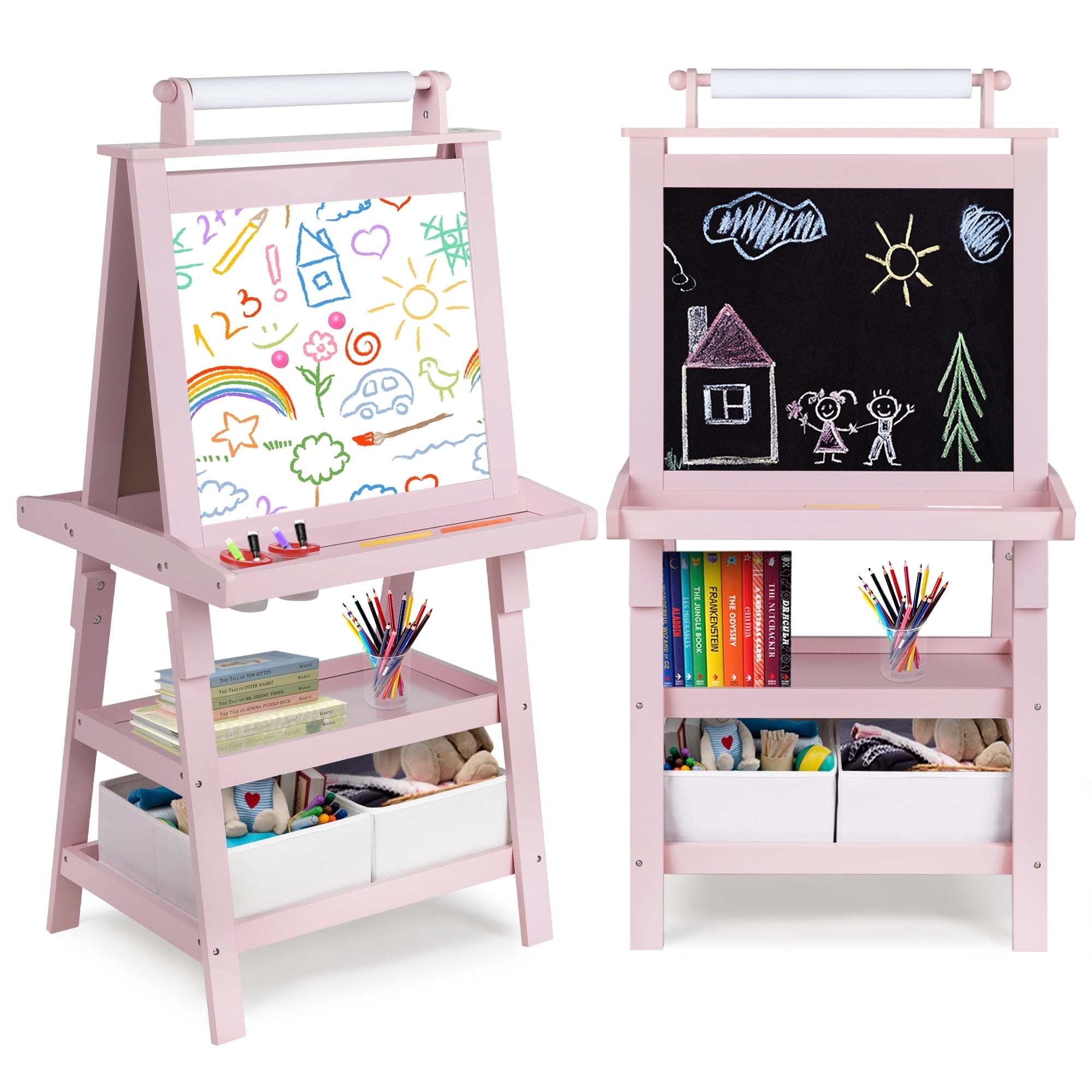 LINLUX 3 in 1 Kids Art Easel Drawing Board Double-Sided Whiteboard ...