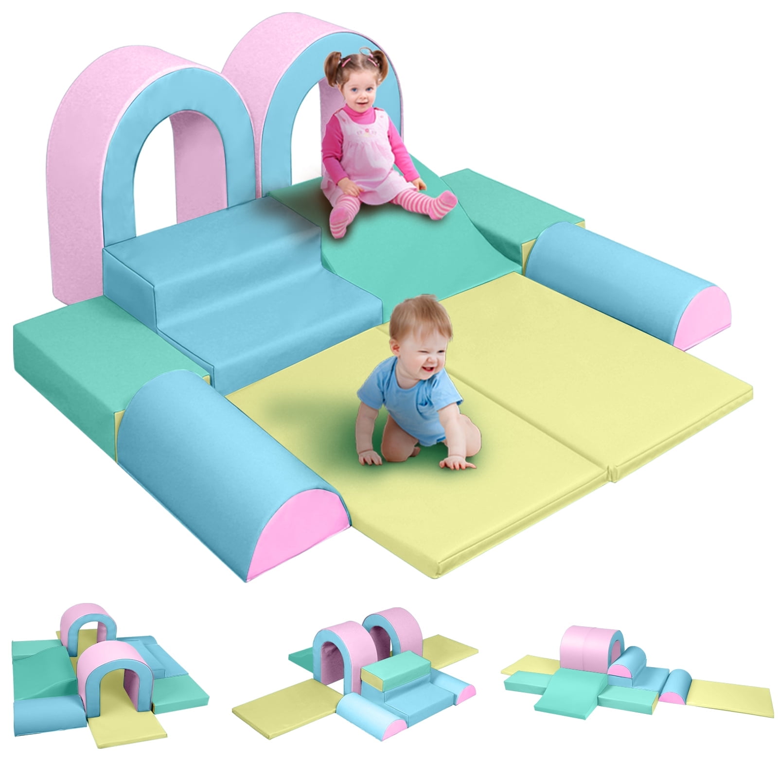 LINLUX 9-Piece Toddler Climbing Foam Block, Soft Foam Building Blocks ...