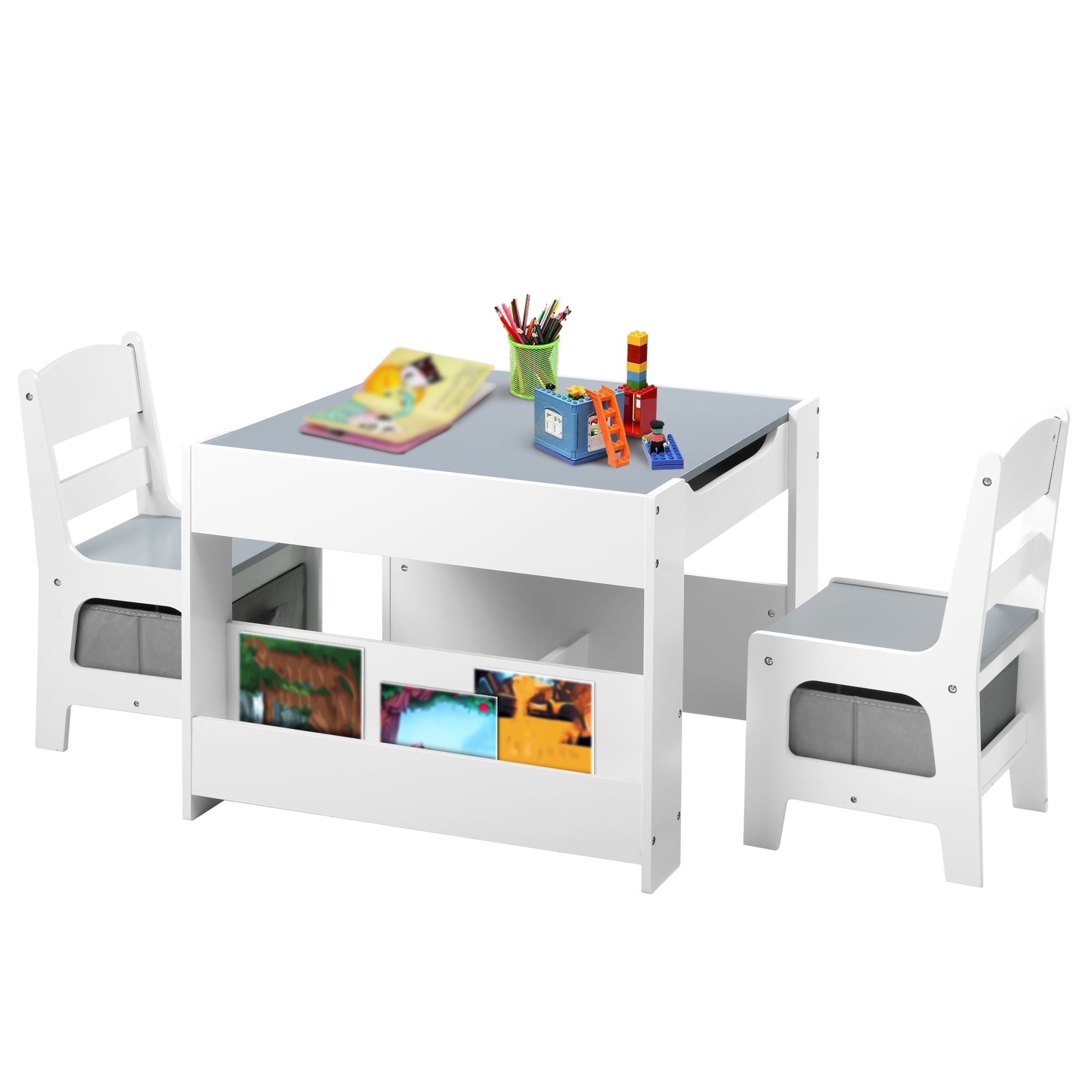 LINLUX Kids Table and Chair Set, Wooden Table Set for Kids, Child ...