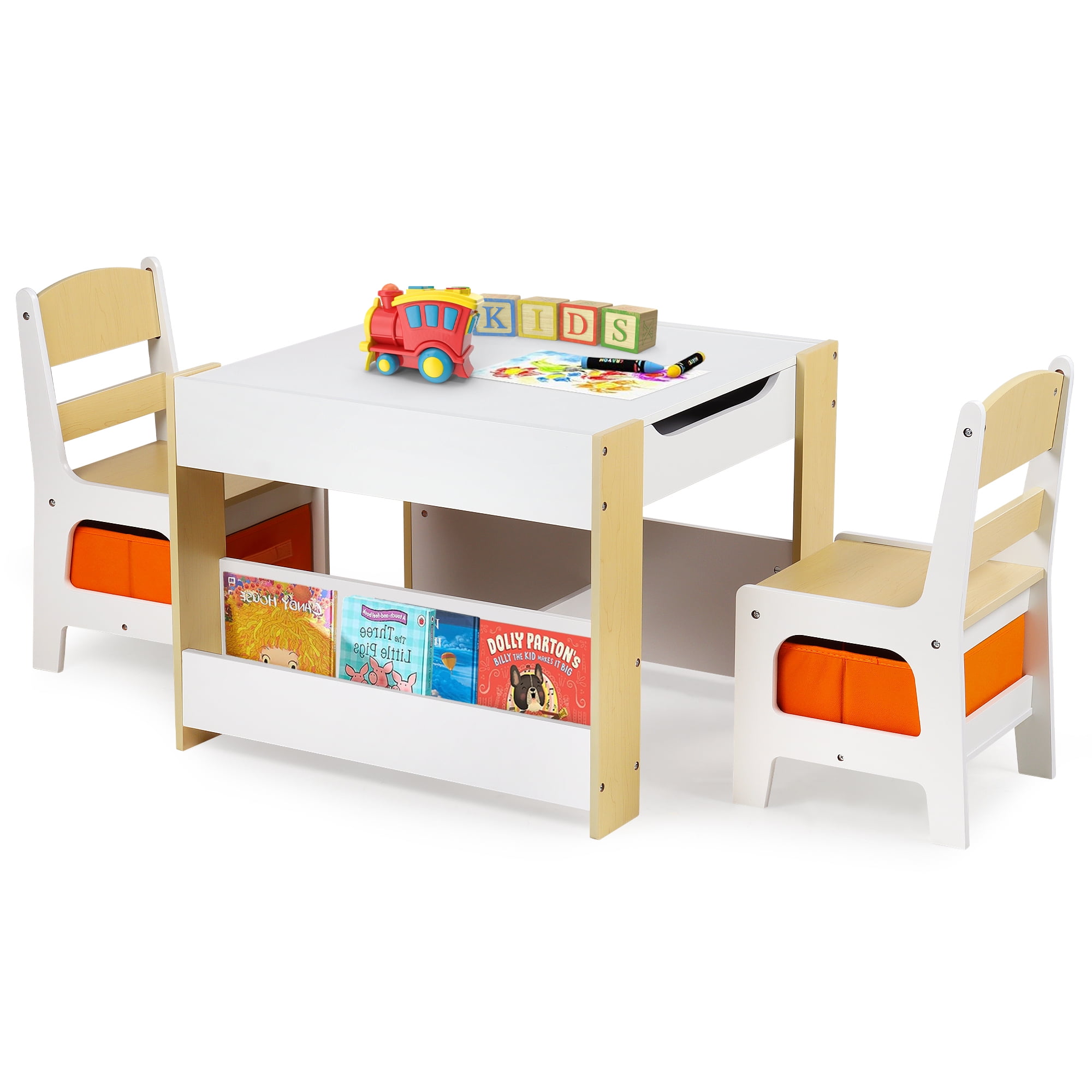 LINLUX Kids Table and Chair Set, Wooden Table Set for Kids, Child ...