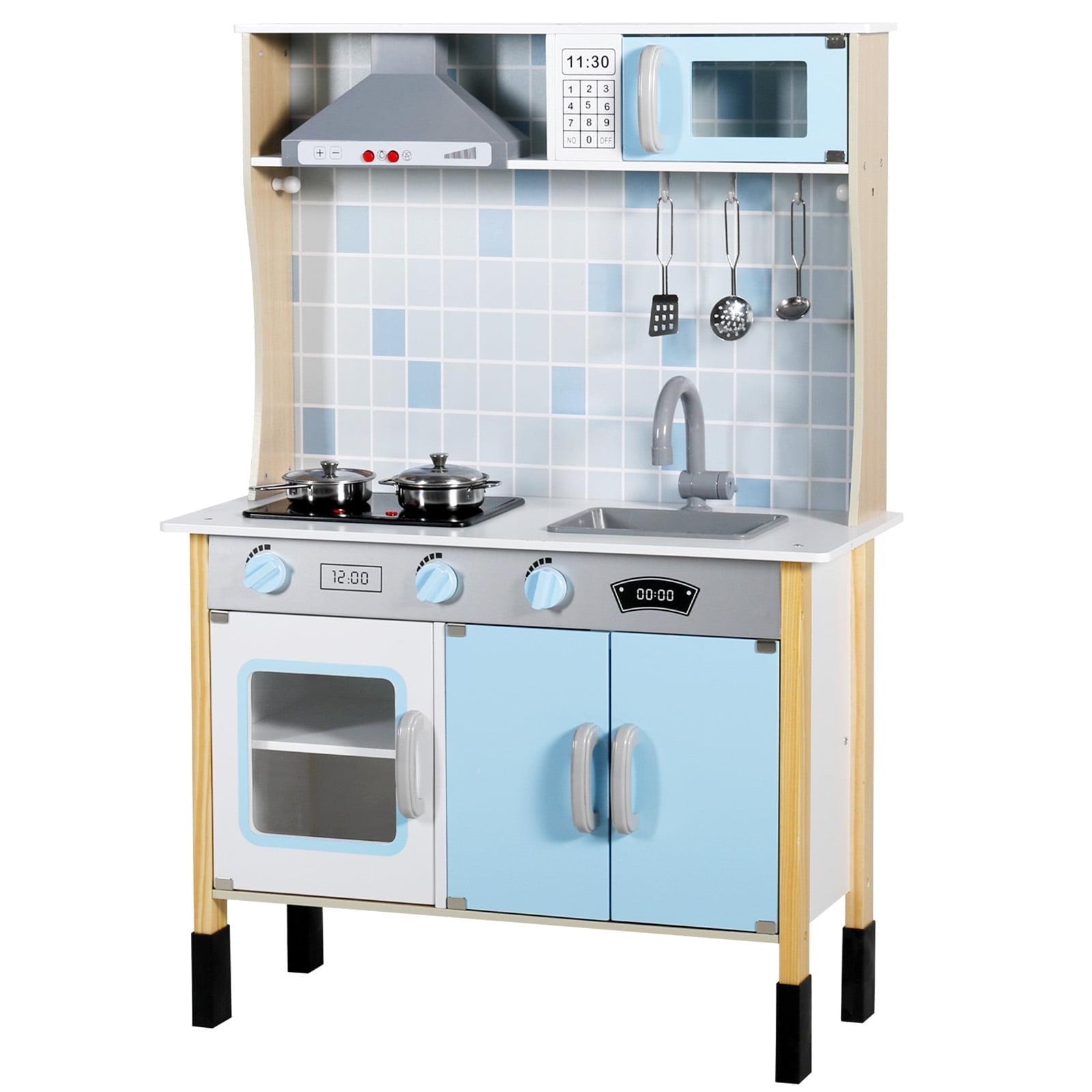 LINLUX Pretend Kids Play Kitchen, Toy Kitchen Playset for Toddler, Wood ...