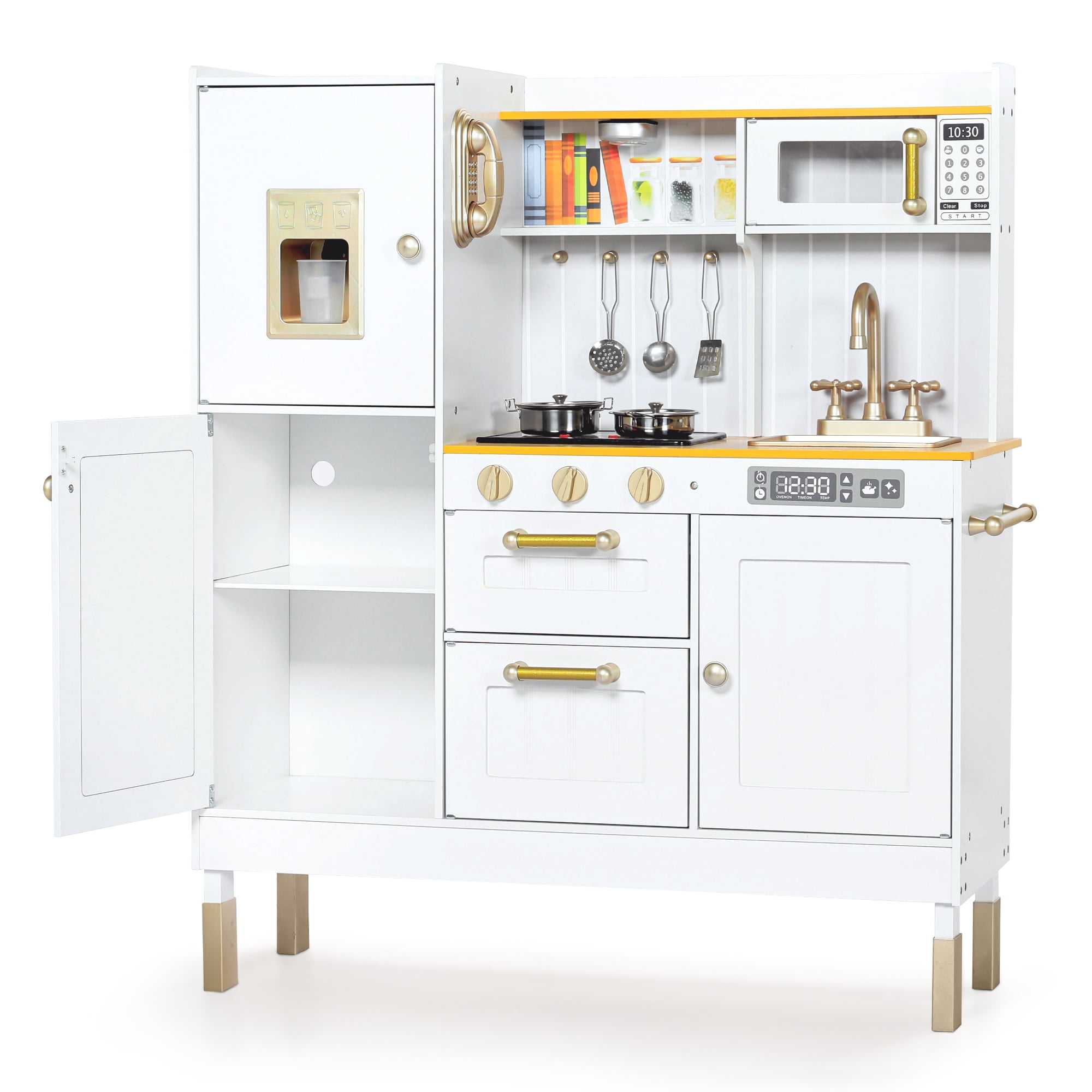 LINLUX Pretend Kids Play Kitchen, Toy Kitchen Playset For Toddler, Wood ...