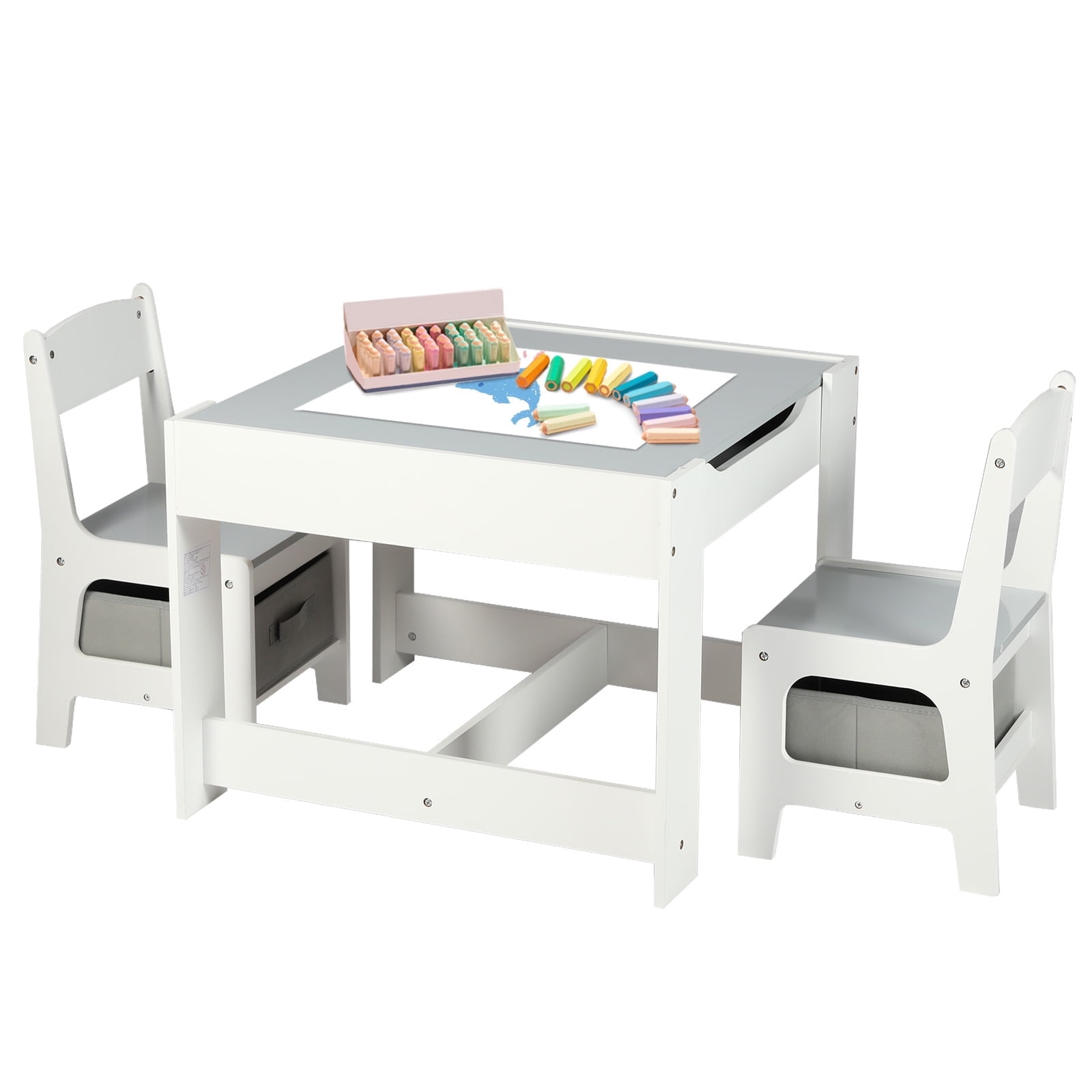 LINLUX Kids Table and 2 Chairs Set, Children Activity Table Chairs with ...