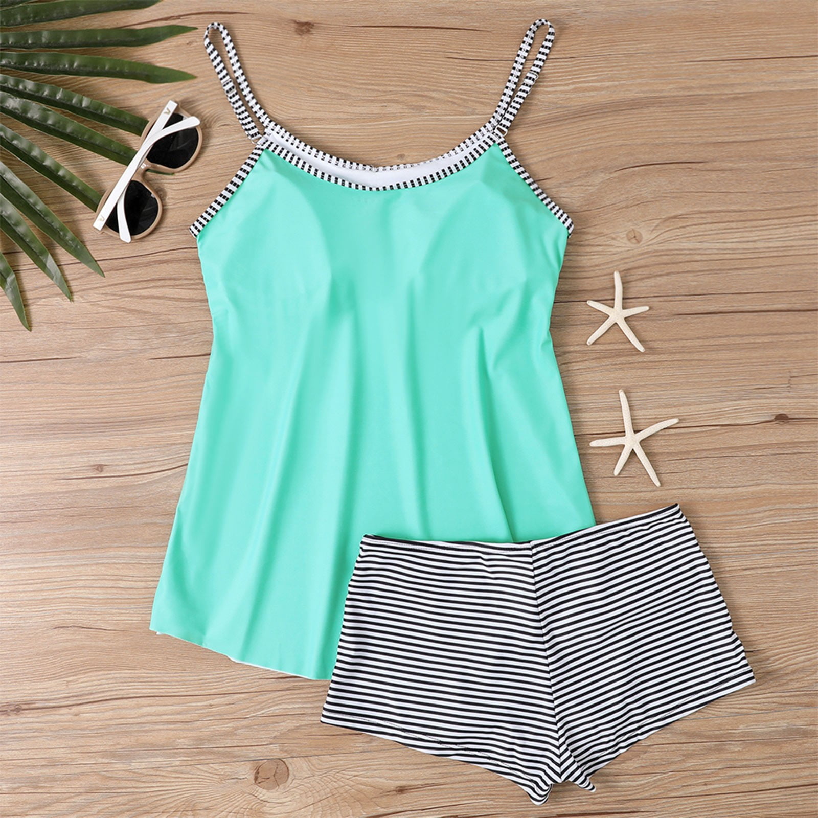 LINMOUA 2024 Two Piece Womens Tankini Swimsuits Modest Tankini Bathing ...