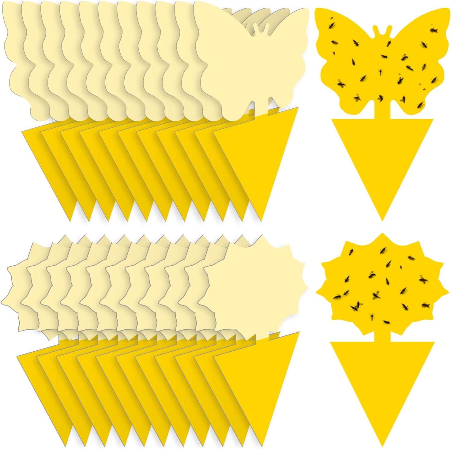 LINMOUA 24PCS Fruit Fly Traps Yellow Sticky Traps Fungus Gnat Traps ...