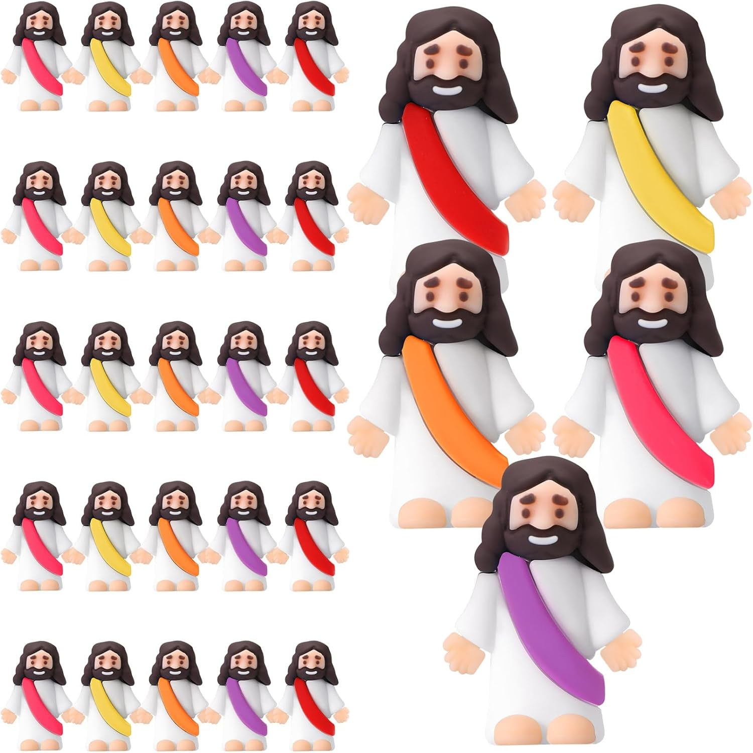 LINMOUA 25 Pcs Little Jesus Figures Original Design Mini Rubber Jesus ...
