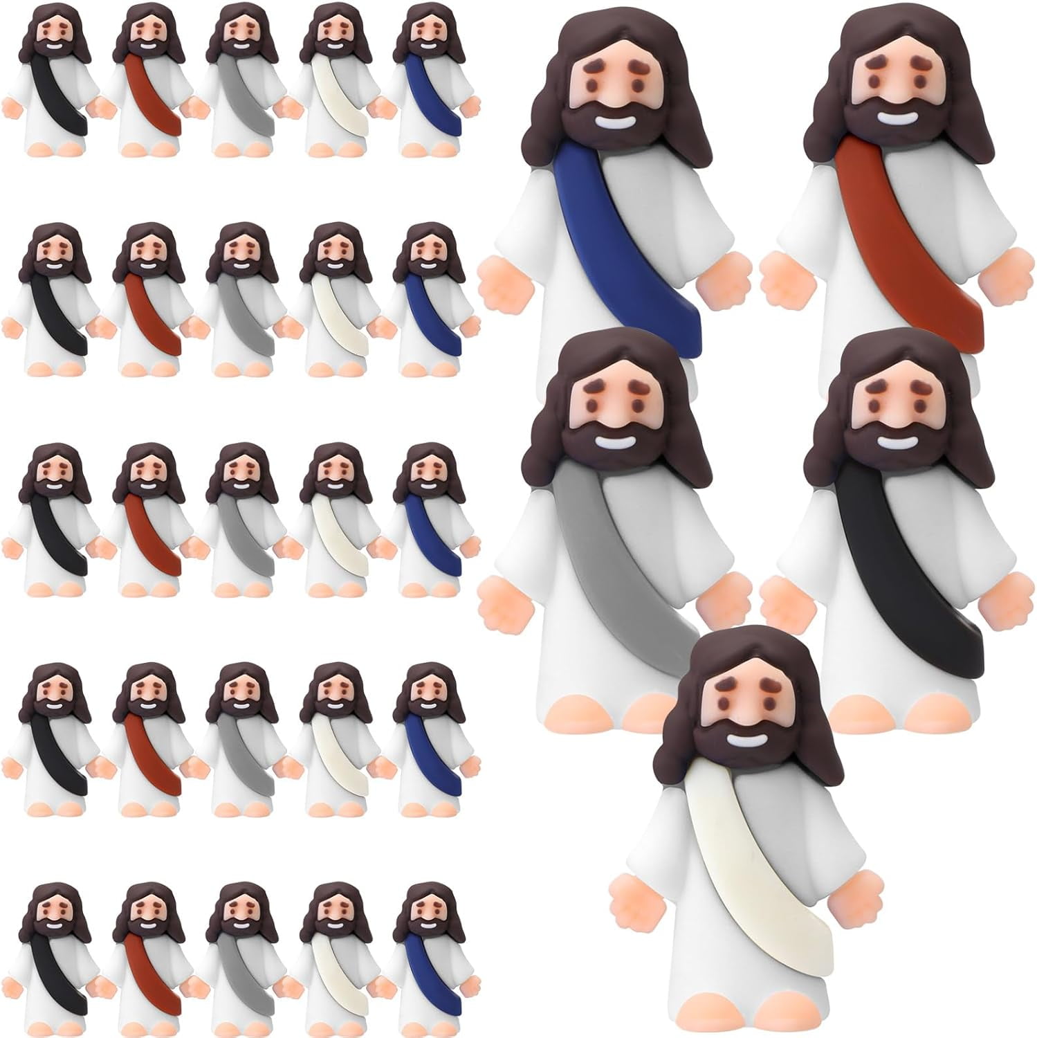 LINMOUA 25 Pcs Little Jesus Figures Original Design Mini Rubber Jesus ...