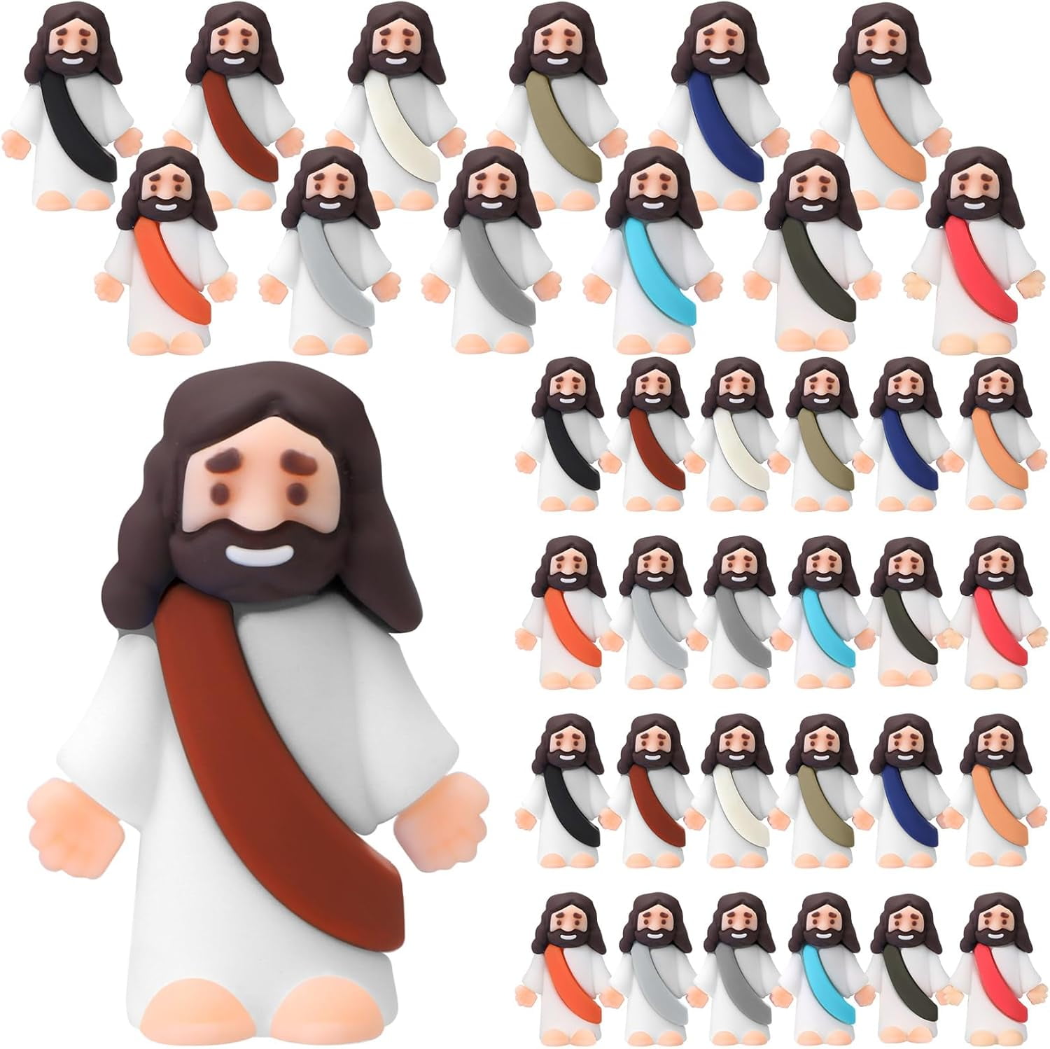 LINMOUA 25 Pcs Little Jesus Figures Original Design Mini Rubber Jesus ...