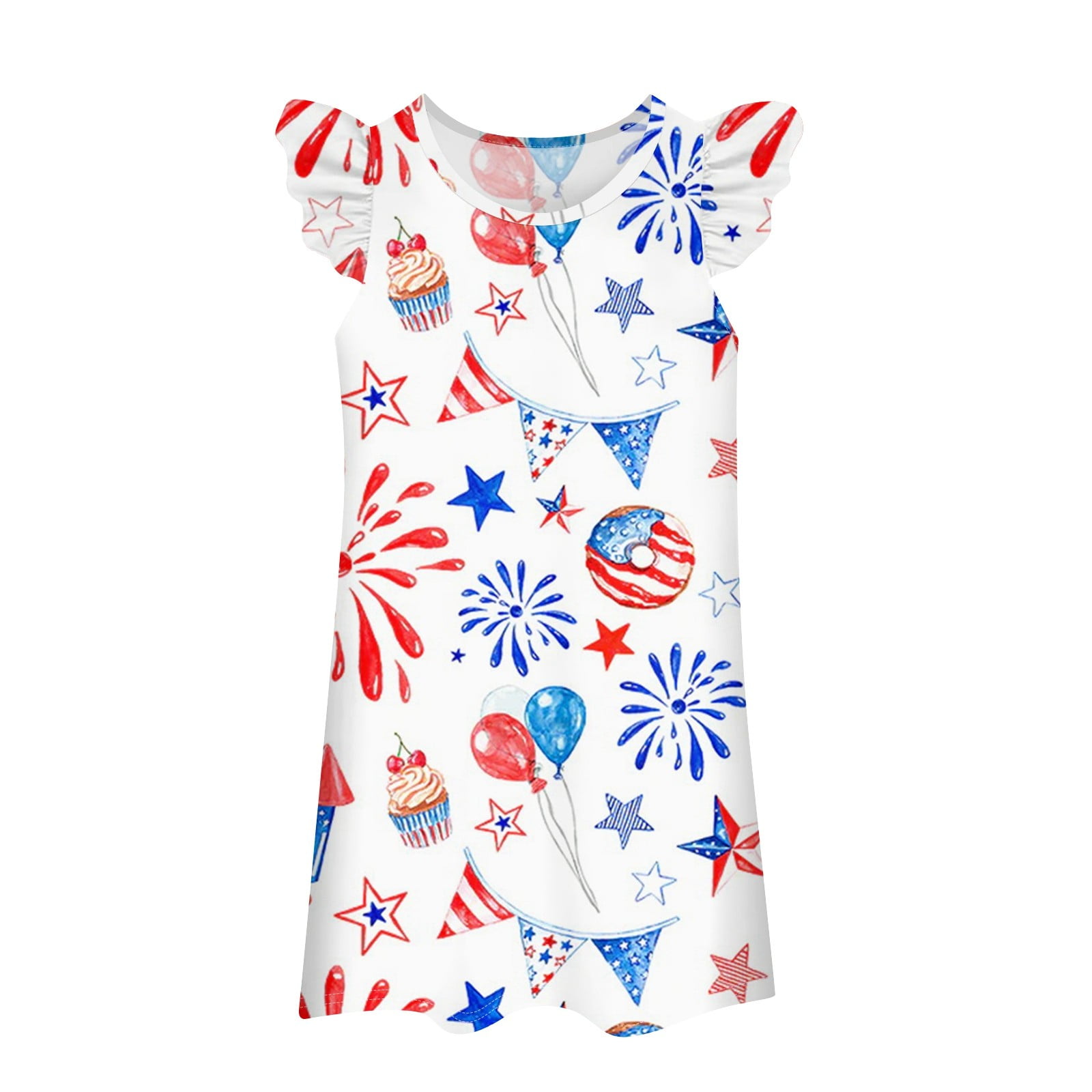 LINMOUA 4th of July Dress for Girls Children's Dress Flying Sleeve ... LINMOUA 4th of July Dress for Girls Children's Dress Flying Sleeve ...
