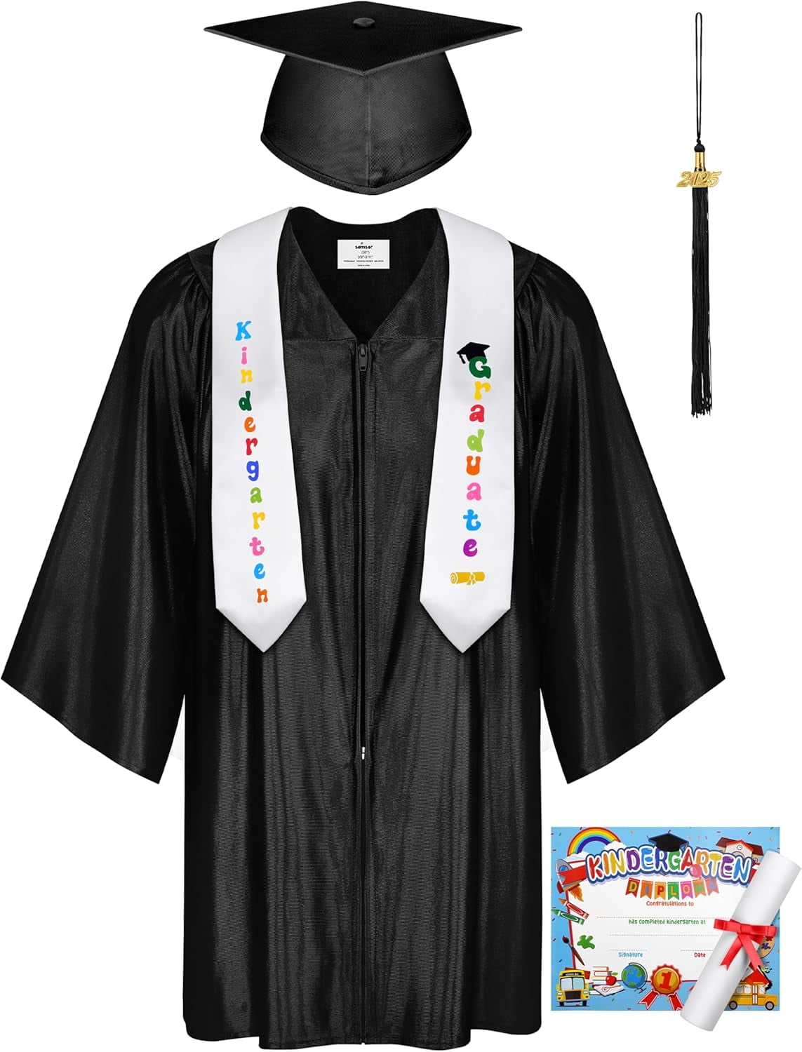 LINMOUA 5 Pack Kids 2025 Graduation Cap and Gown Tassel Stole Charm ...