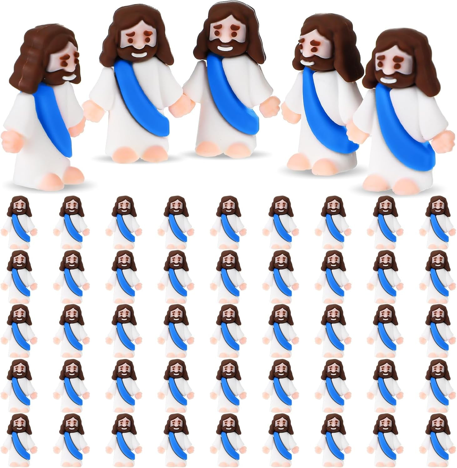 LINMOUA 50 Pcs Little Jesus Figures Original Design Miracle Mini Pocket Jesus to Hide and Seek ...