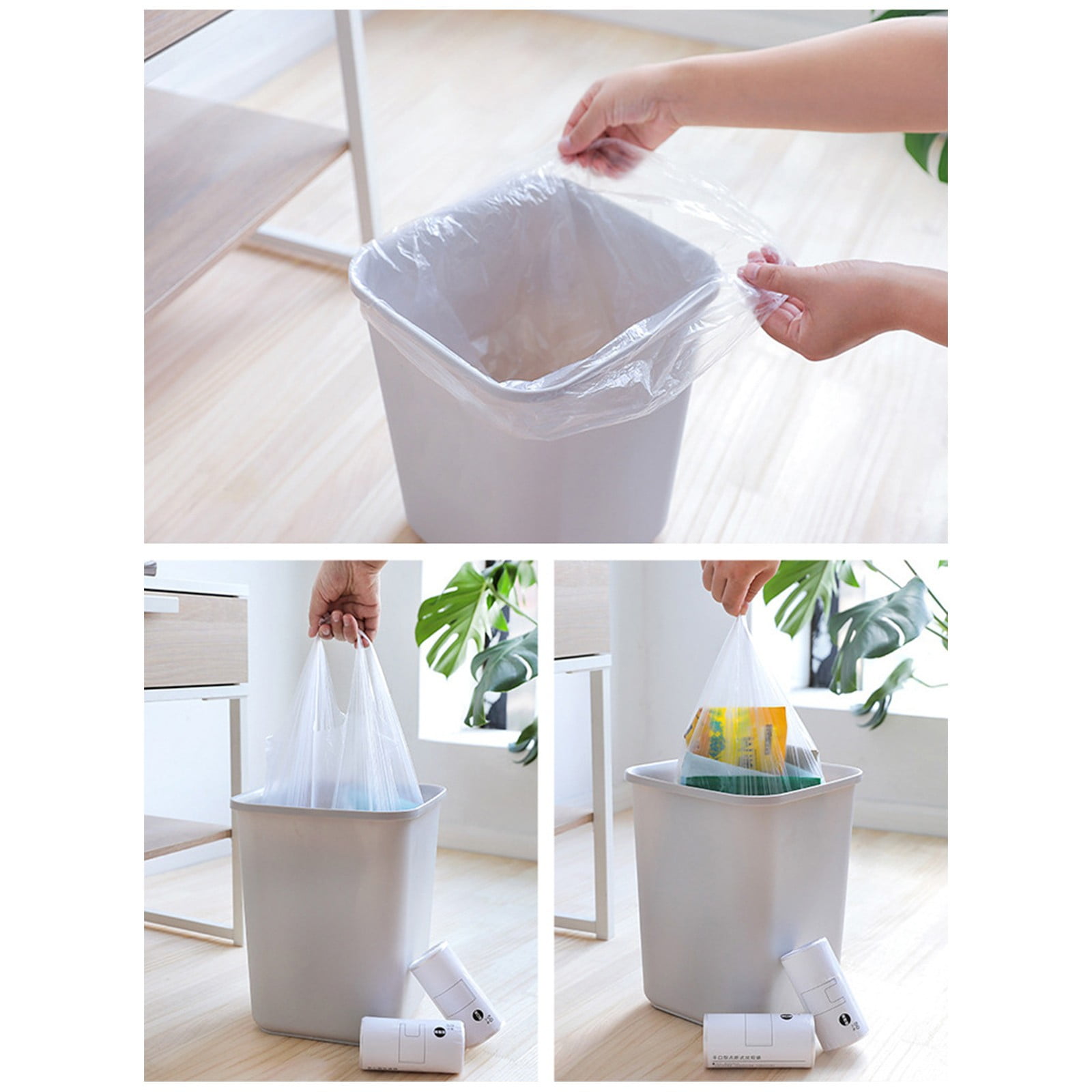 LINMOUA Small Unscented Trash Bags, 2 Gallon, Clear, Durable Plastic ...