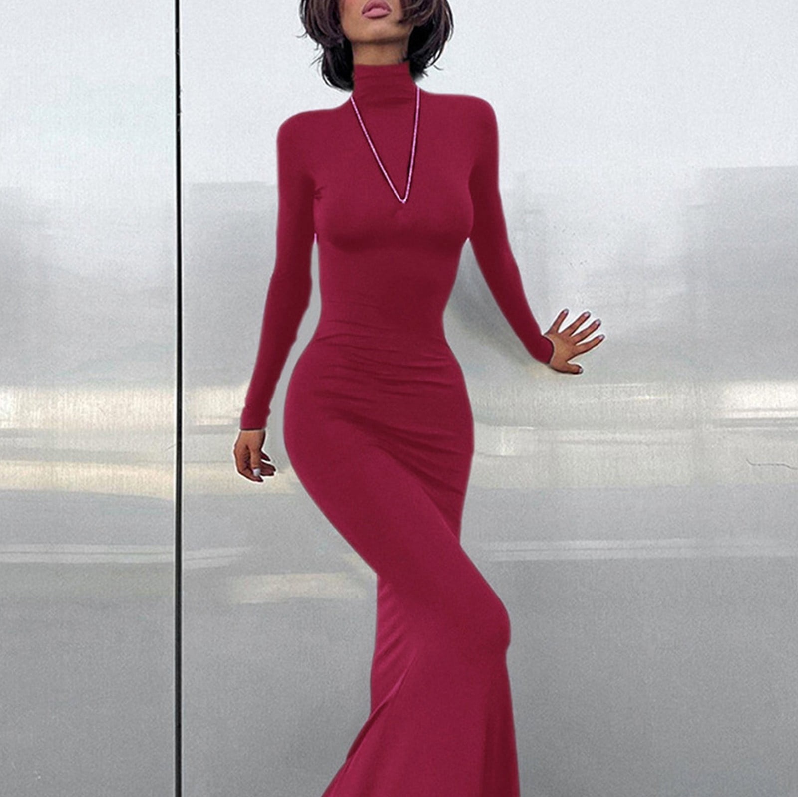 LINMOUA Bodycon Maxi Dresses Spring Dresses for Women 2024 Long Sleeve ...