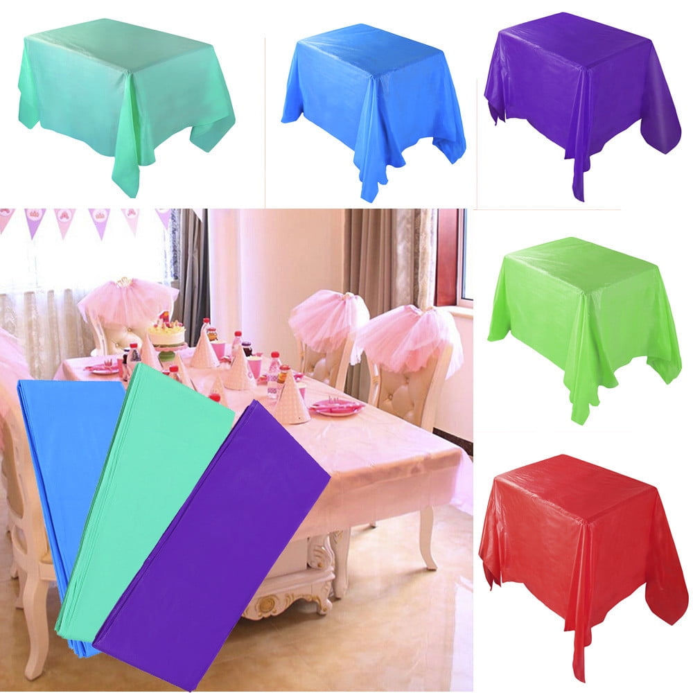 LINMOUA Disposable Large Rectangle Birthday Tablecloth Plastic Square ...