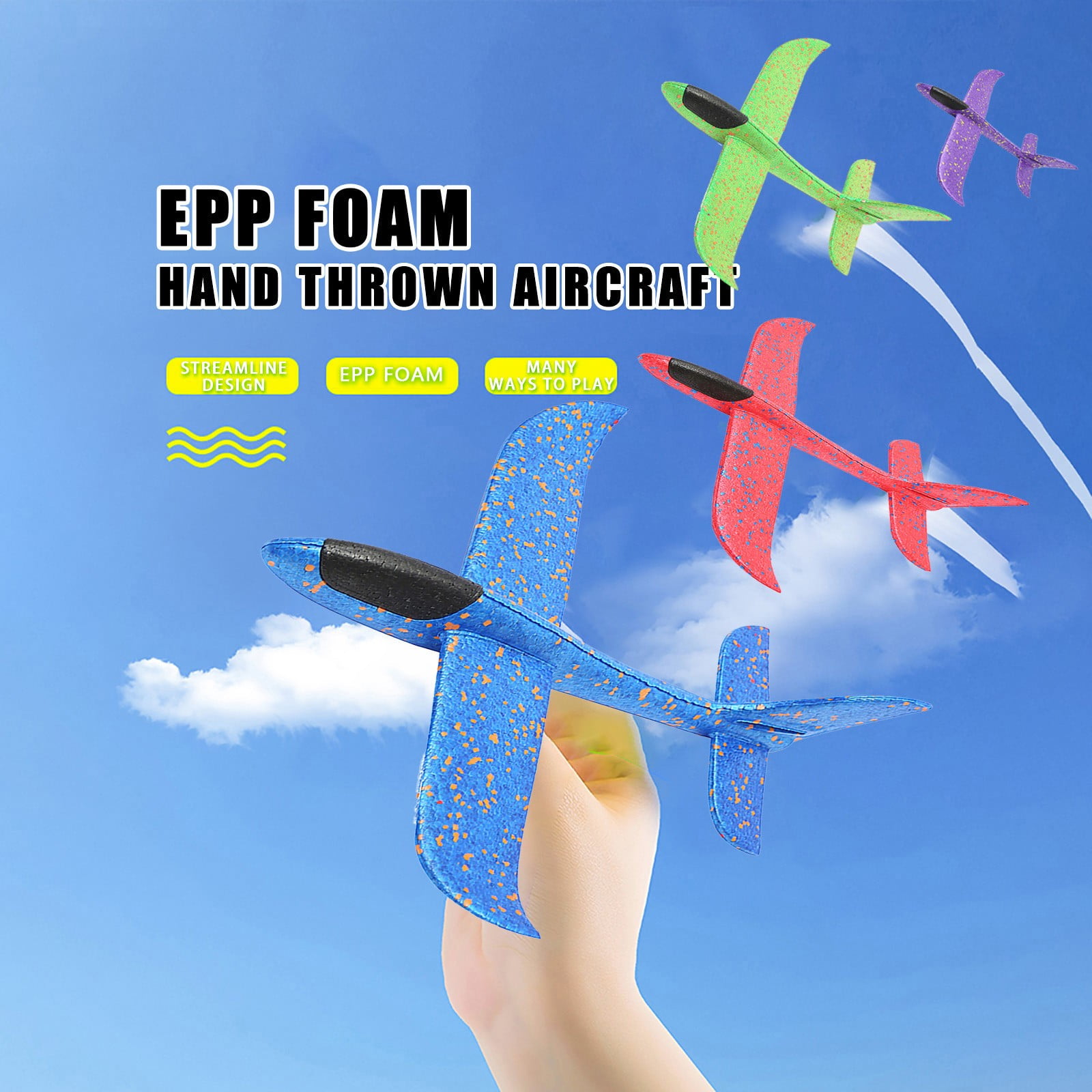 LINMOUA Foam Airplanes for Kids Toddler 18.9" Foam Glider Stunt ...