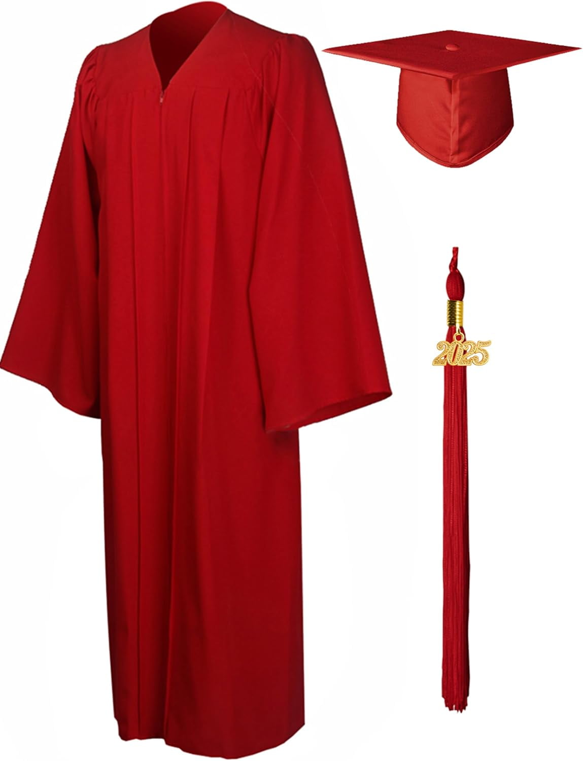 LINMOUA Matte Graduation Gown Cap Tassel Set 2025 for High School and ...